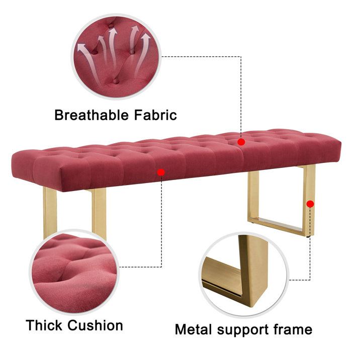 Mercer41 Taquarius Velvet Upholstered Bench | Wayfair