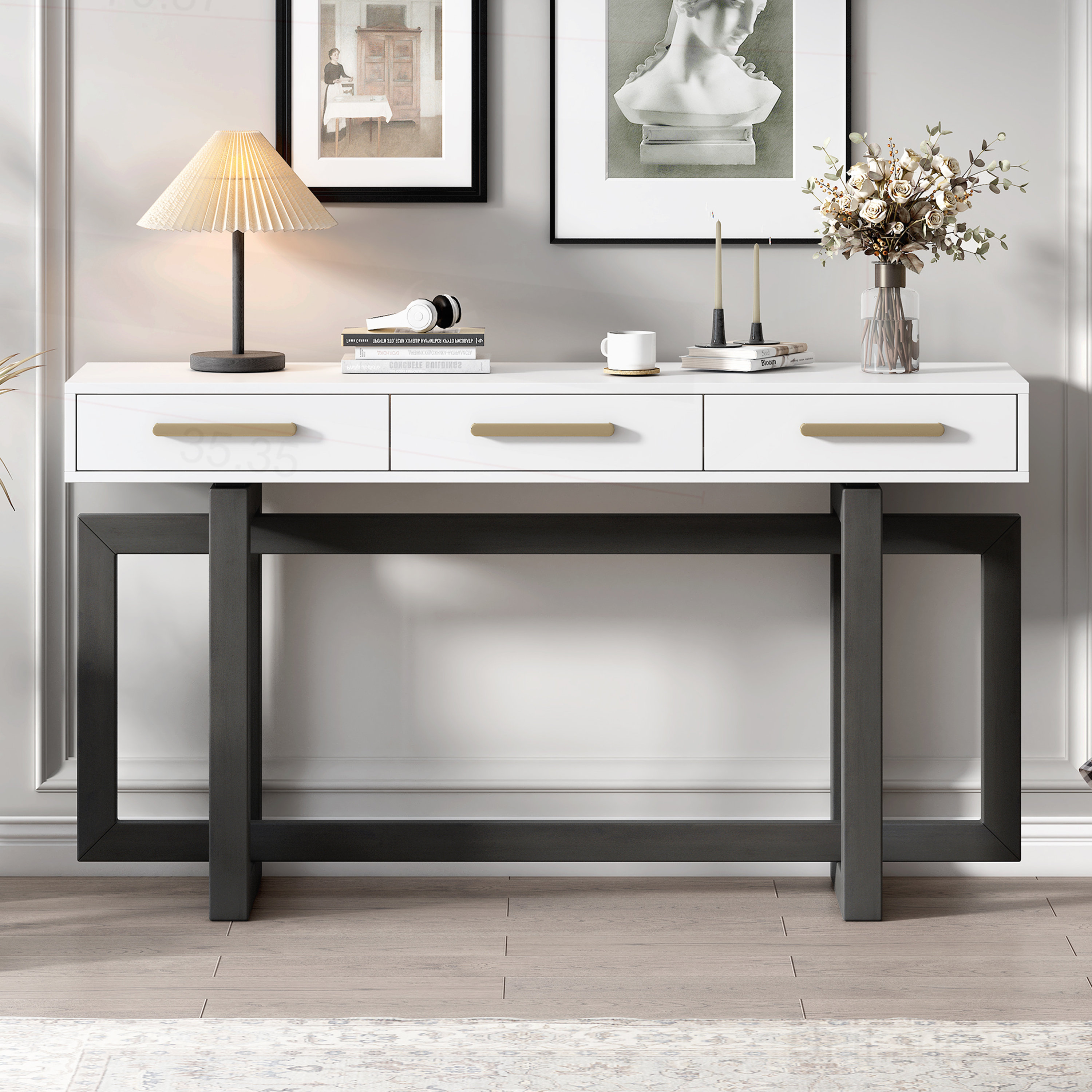 Latitude Run® Elegant Console Table with Three Drawers, Extra Long ...