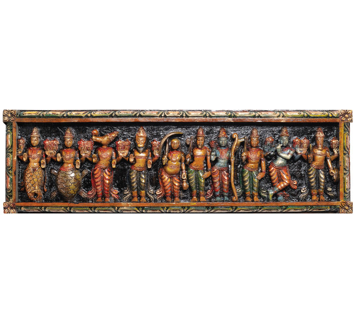 Exotic India Dashavatara Panel: Ten Incarnations Of Vishnu (From Left ...