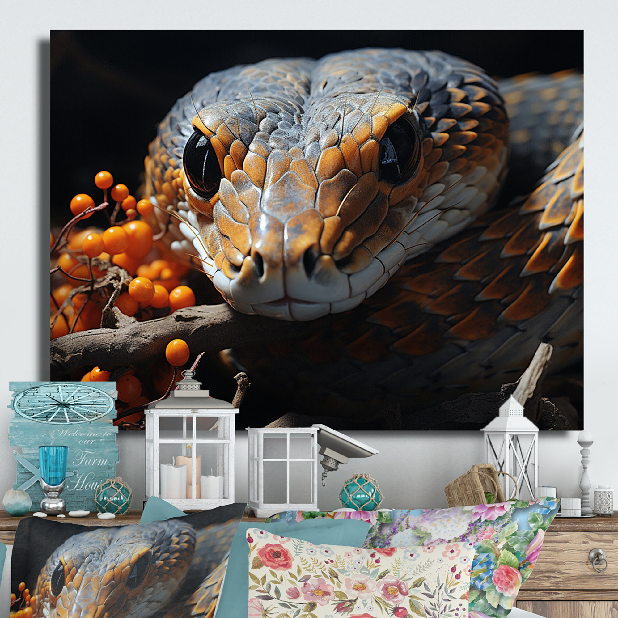 Hokku Designs Africa Snakes Slither - Animals Metal Wall Art Prints ...