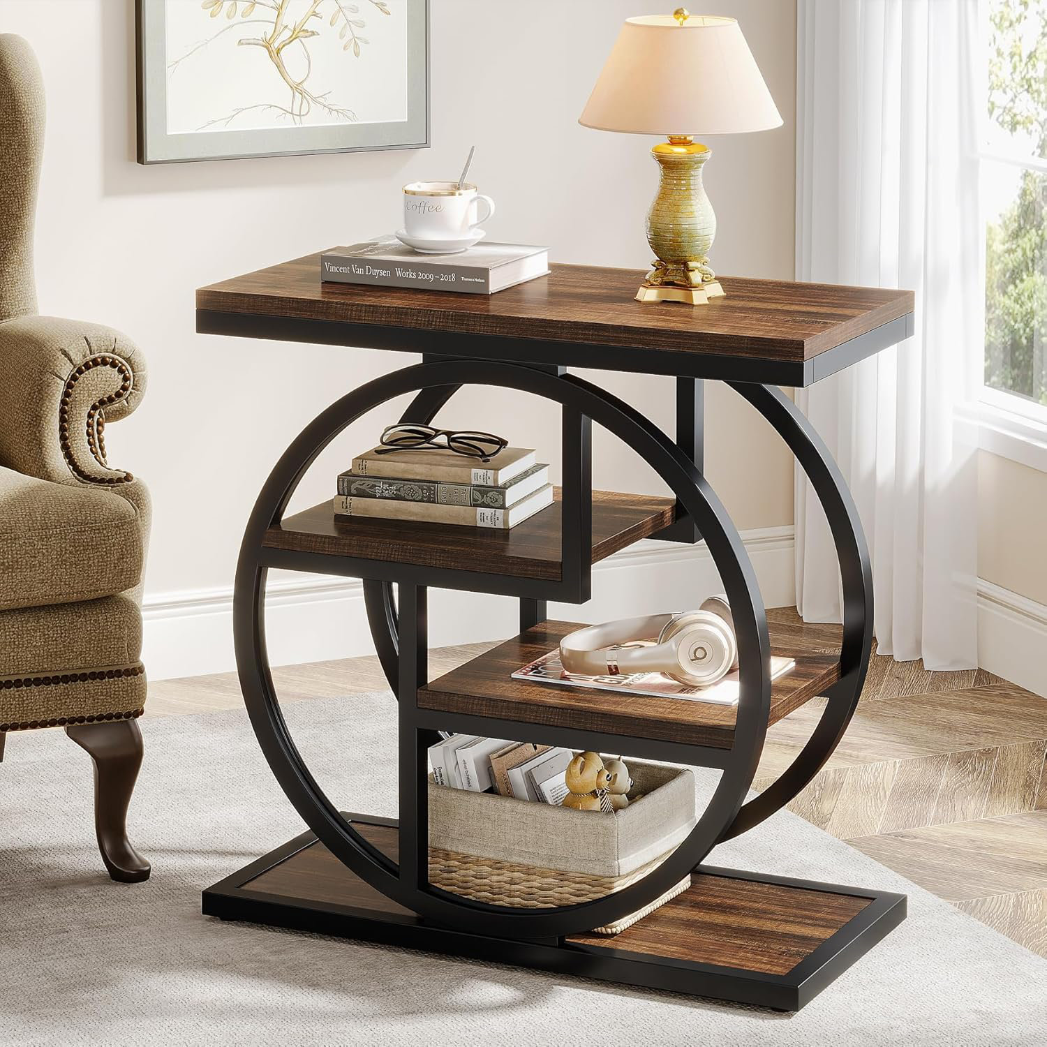 17 Stories 4 Tier Side End Table With Storage Shelves For Living Room ...