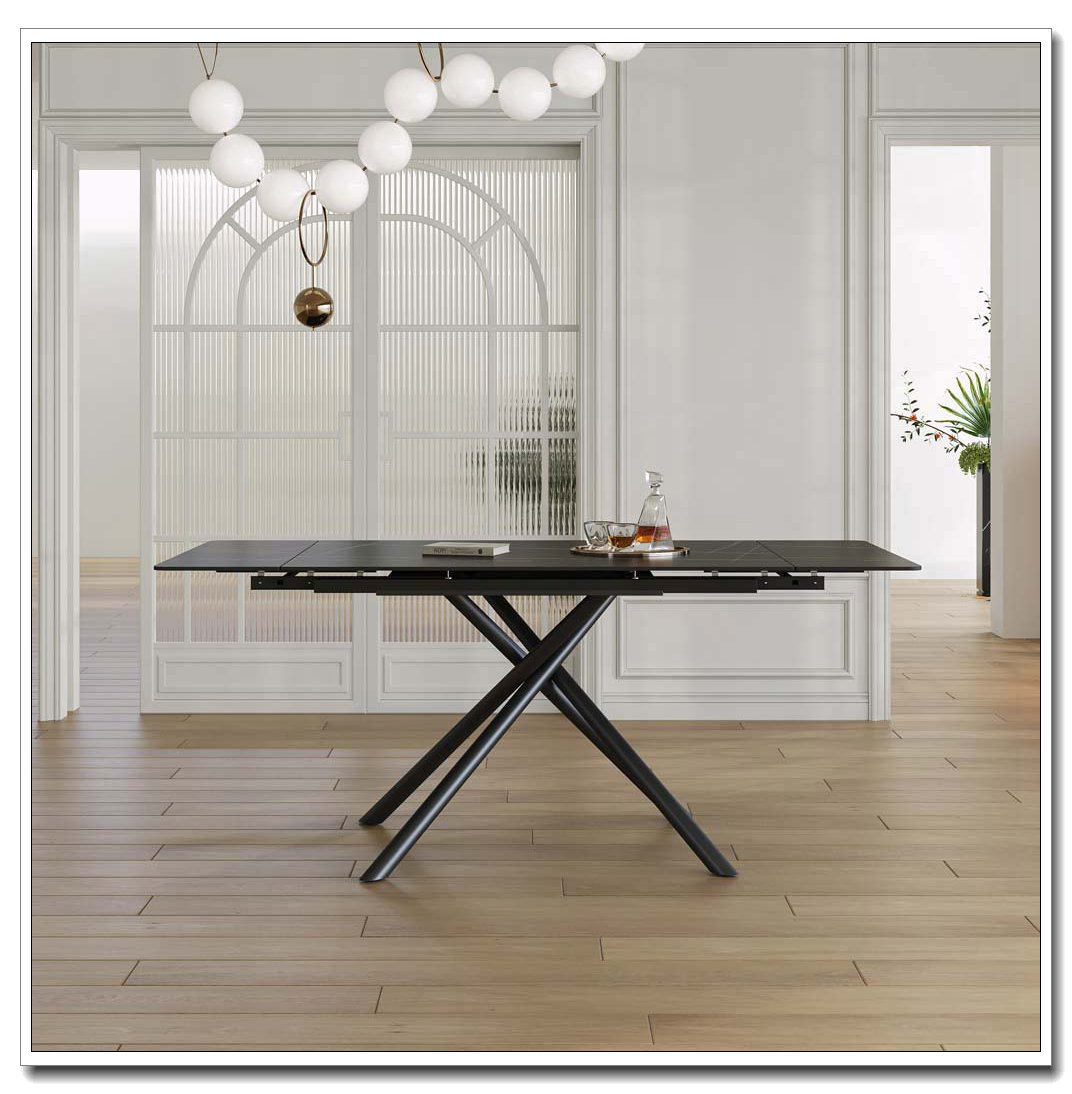 Ivy Bronx Retractable Sintered Stone Dining Table, Modern Rectangular ...