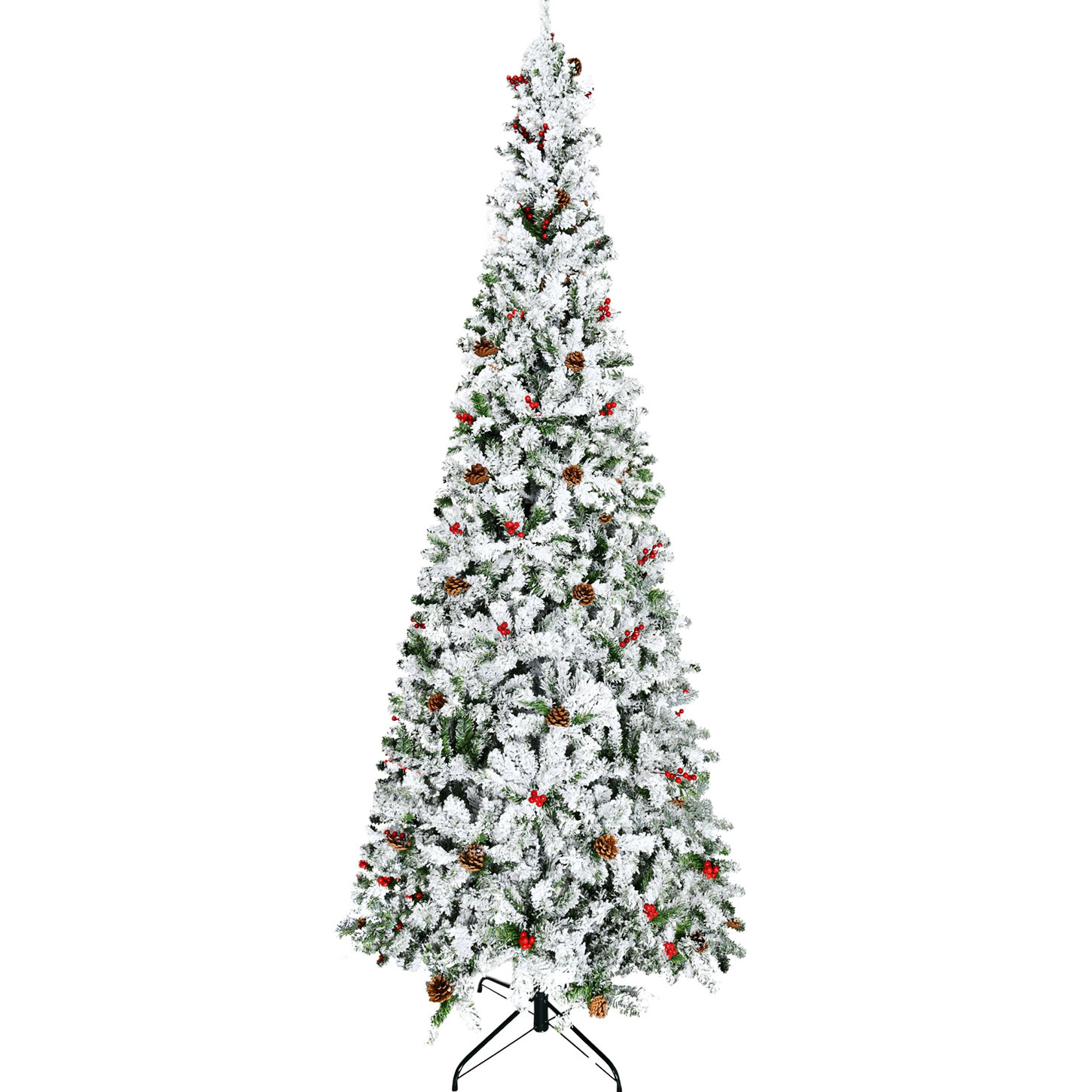 The Holiday Aisle® Pencil Snow Flocked Artificial Christmas Tree With ...