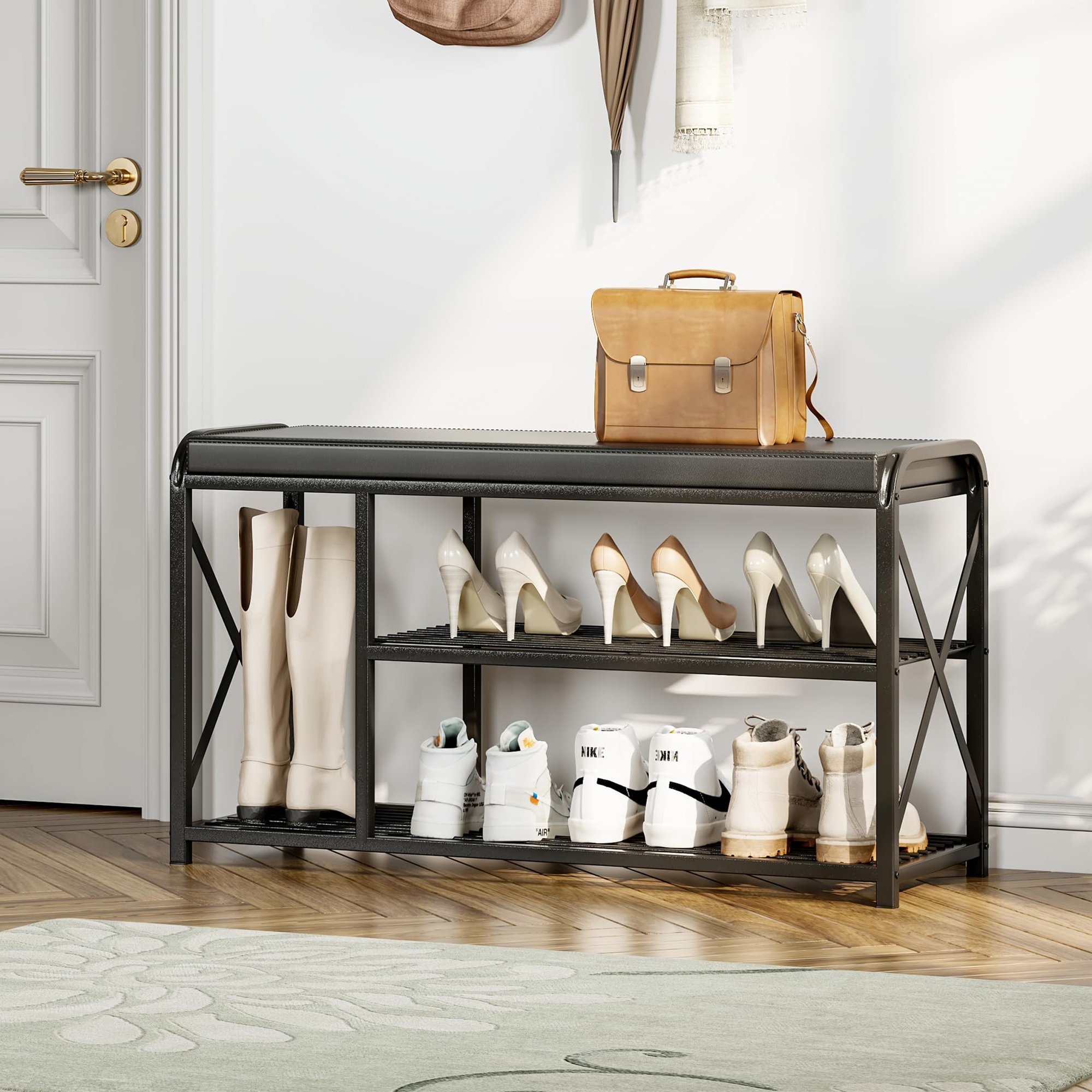 17 Stories Beonca Faux Leather Upholstered Storage Bench | Wayfair
