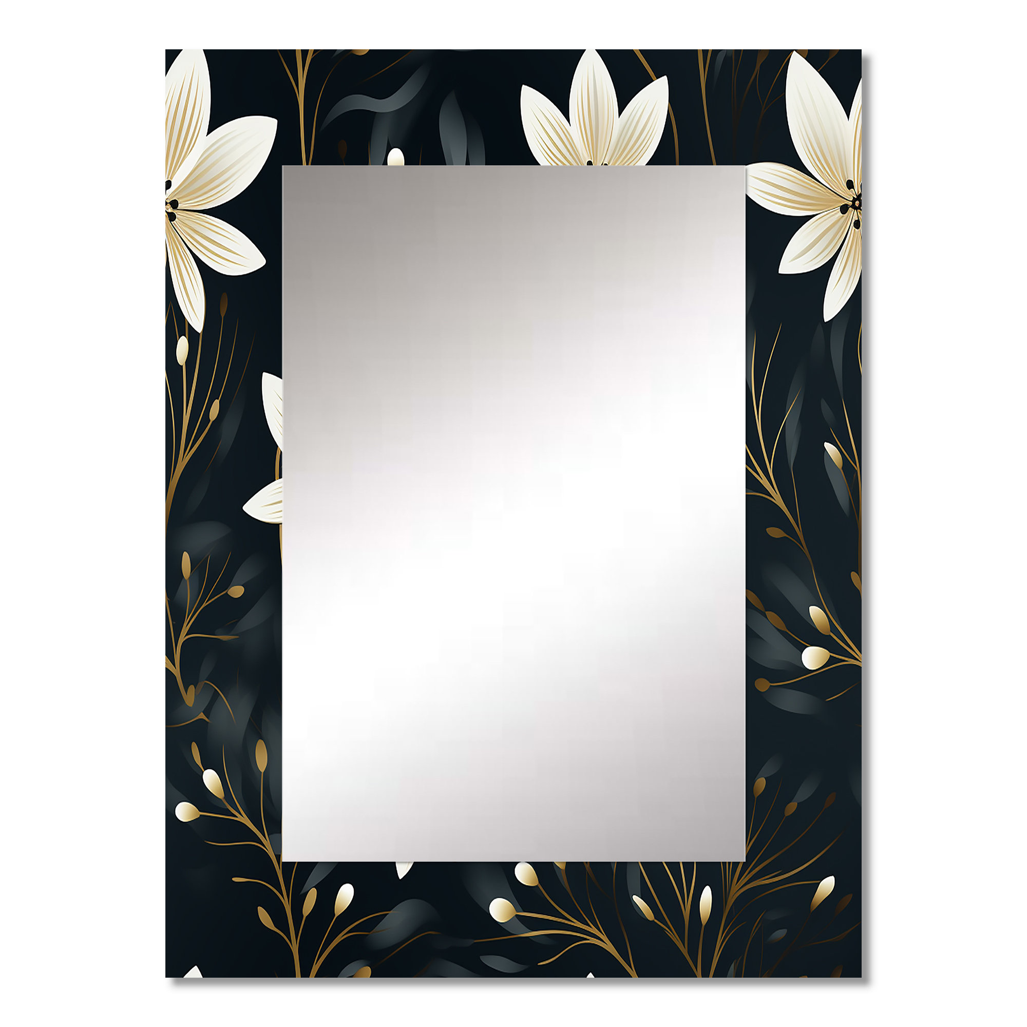 Dakota Fields Deontrey Black & Ivory Elegant Floral Pattern - Floral ...