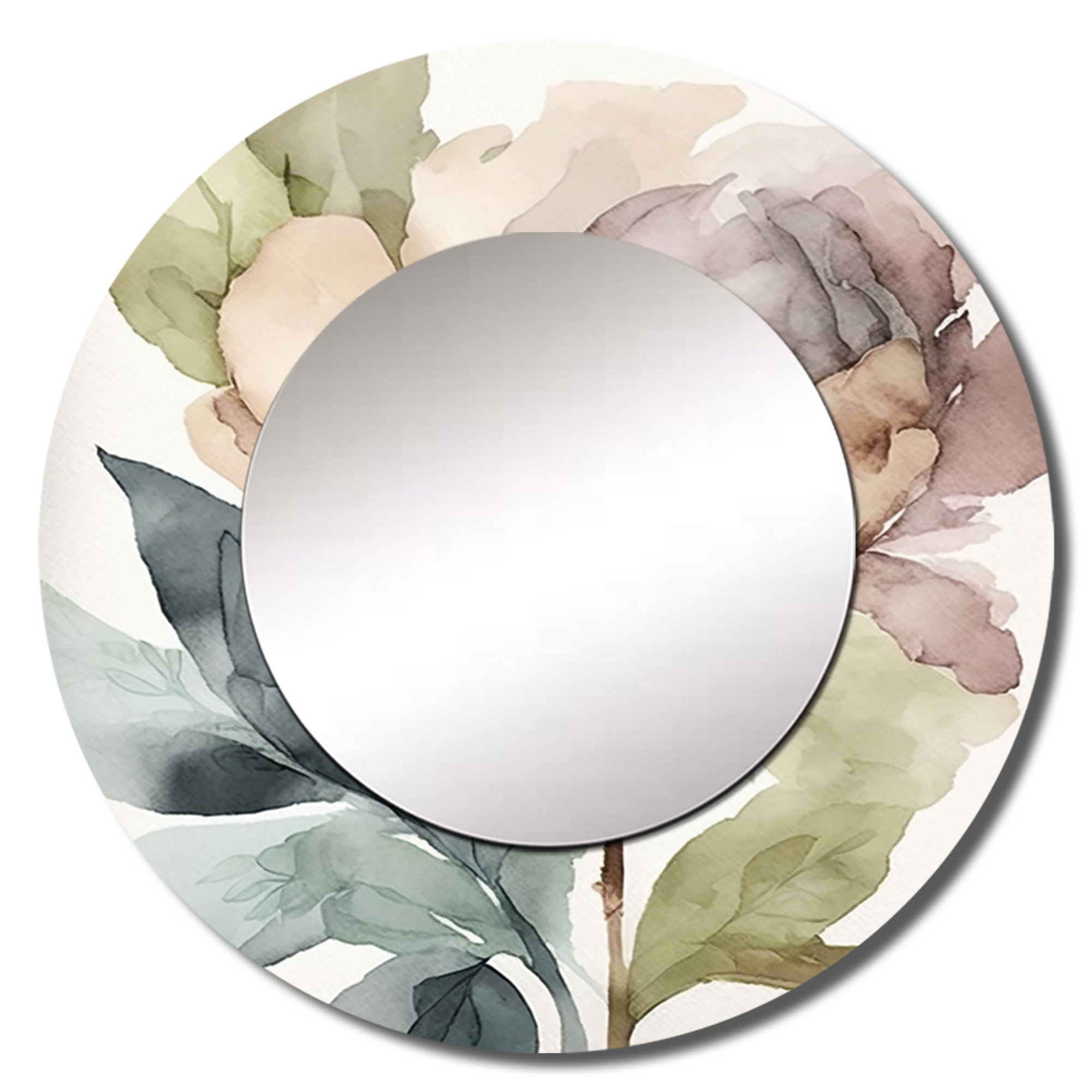 East Urban Home Sarie - Floral Peony Round Mirror Wall Decor | Wayfair