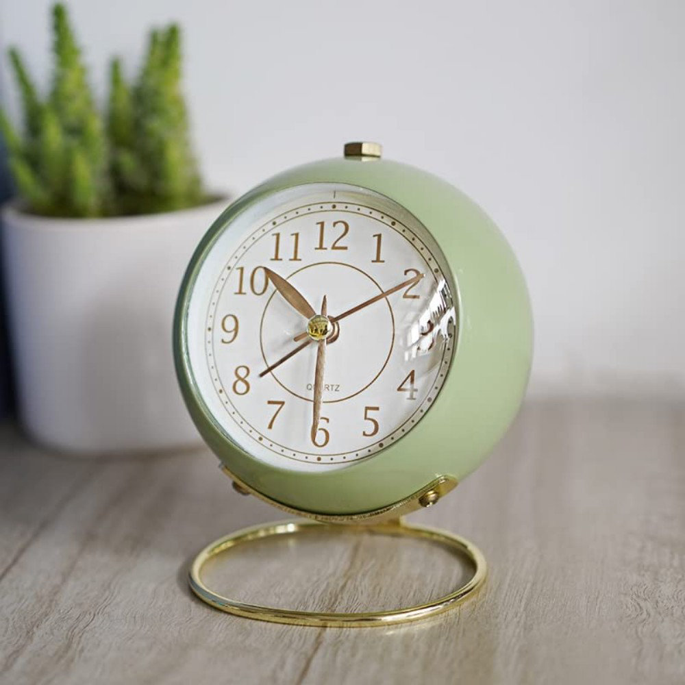 Mercer41 Classic Non-Tick Desktop Alarm Clock Small Desk Clock With ...