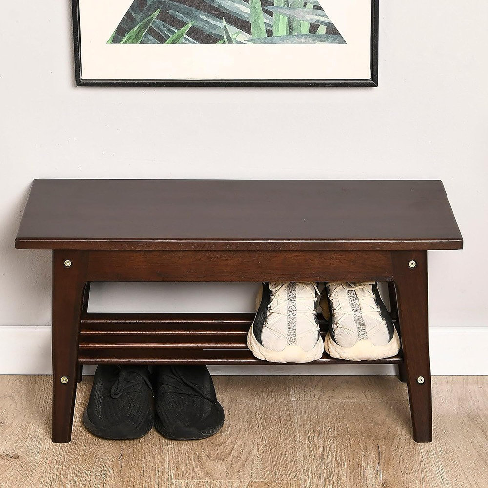 Lark Manor Wood Shoe Bench Rack, Usa Grown Hickory, Entryway Bench With ...