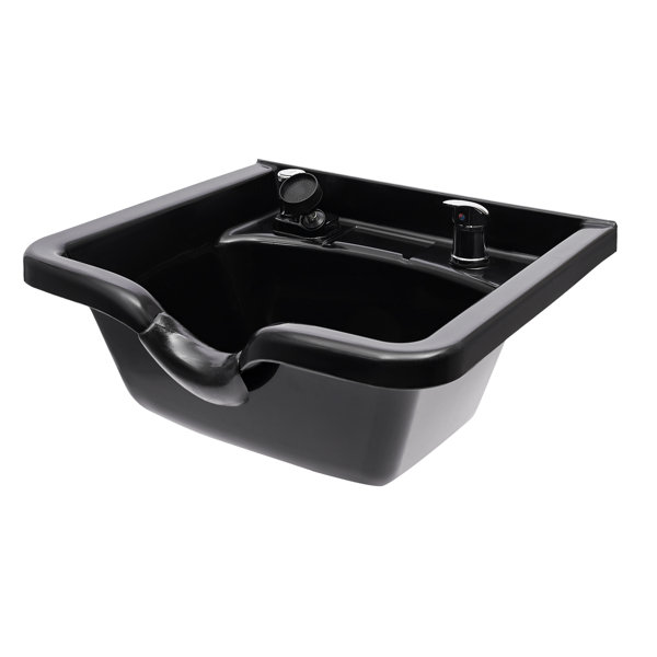 OUKANING 21.85" L x 19.68" W Black Professional ABS Shampoo Bowl ...