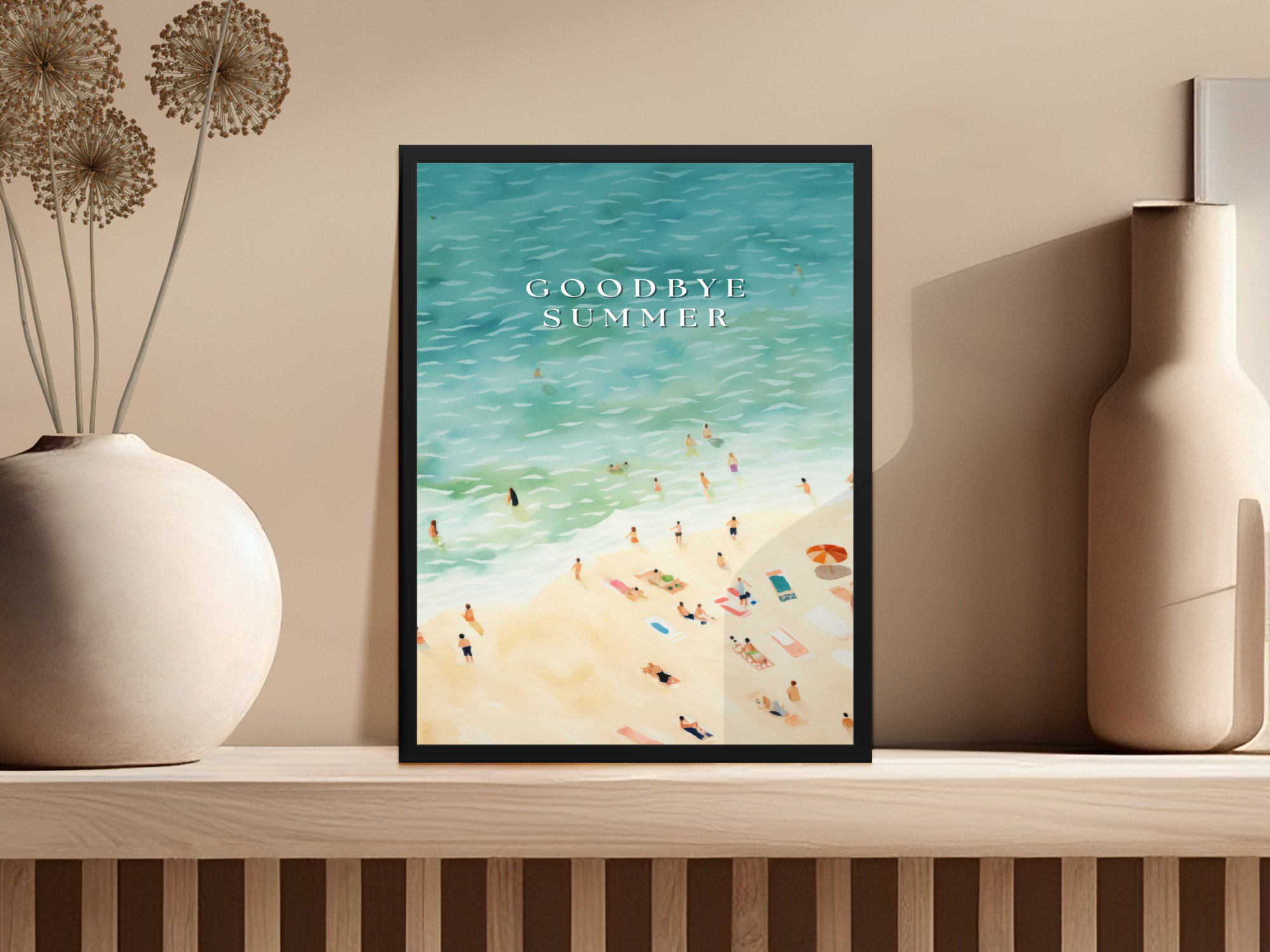 Brayden Studio Goodbye Summer Beach Scene Wall Art Painting Framed ...