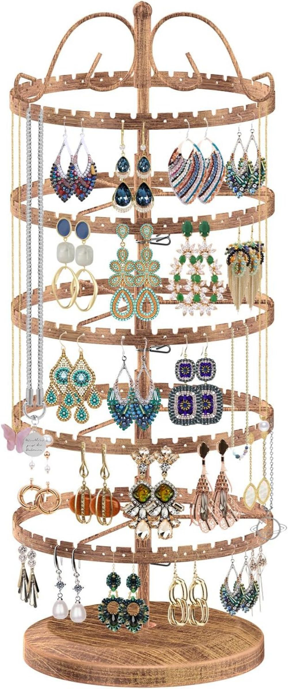 Gracie Oaks 5 Tiers Metal Earring Holder Organizer, Stable Rotating ...