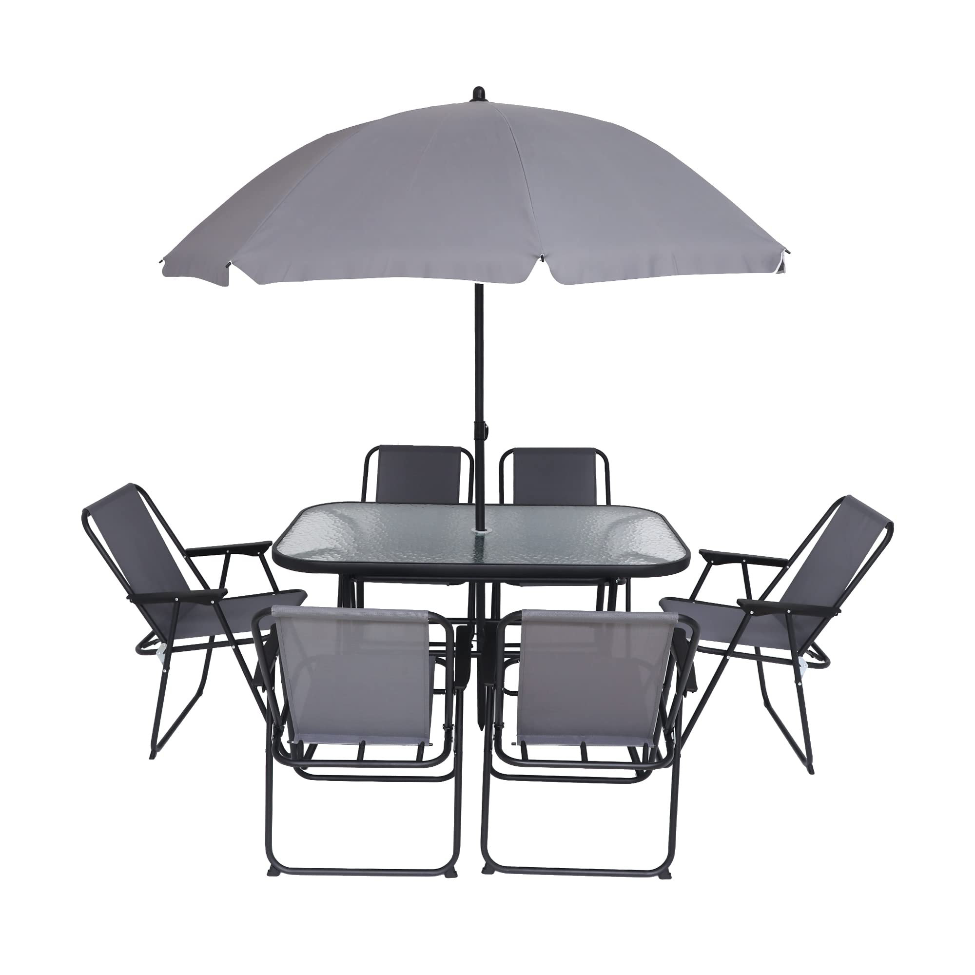 Arlmont & Co. Folding Patio Dining Table And Chair Set, Garden Patio ...