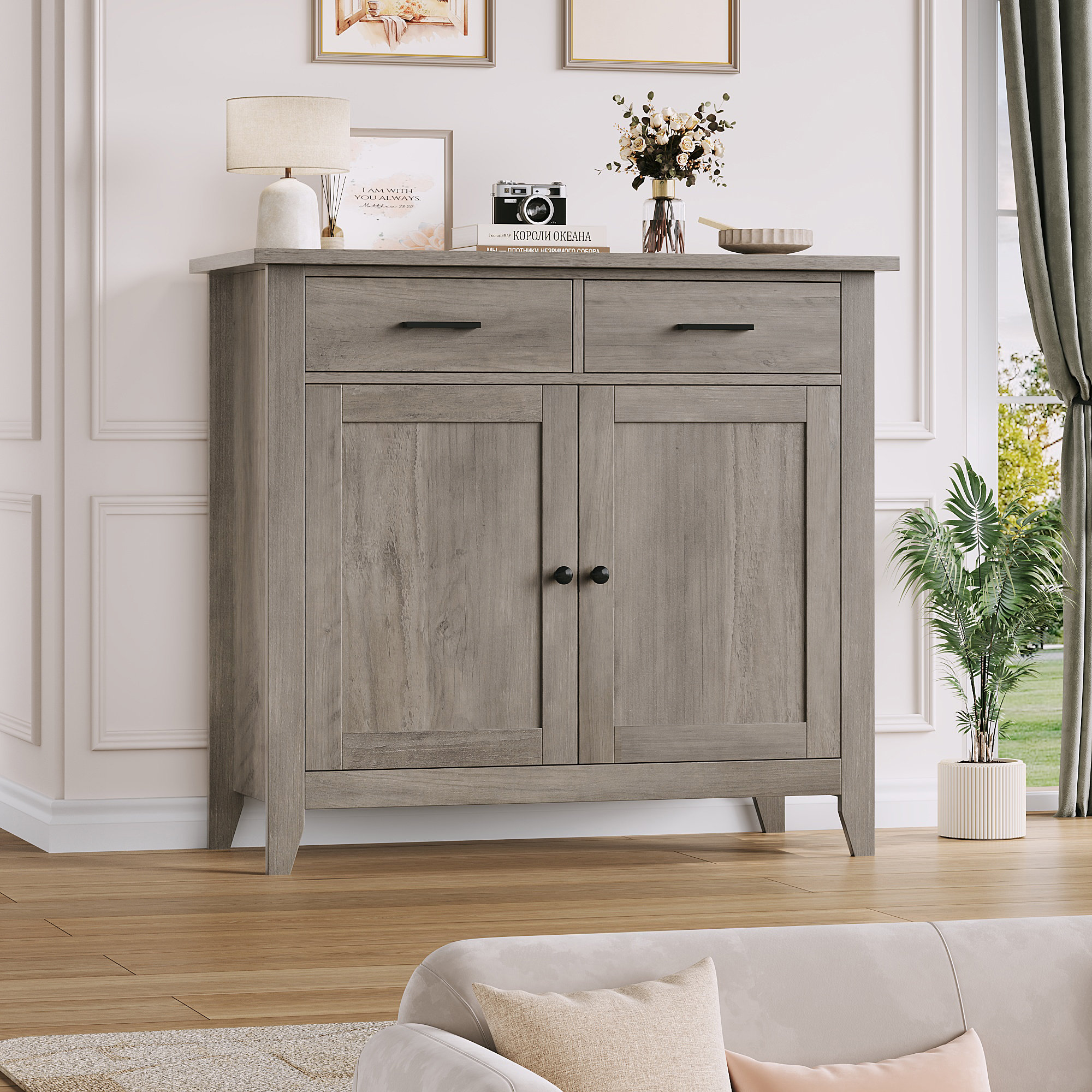 HOMECHO Ailynn Wood Accent Cabinets With 2 Drawers & 2 Doors | Wayfair