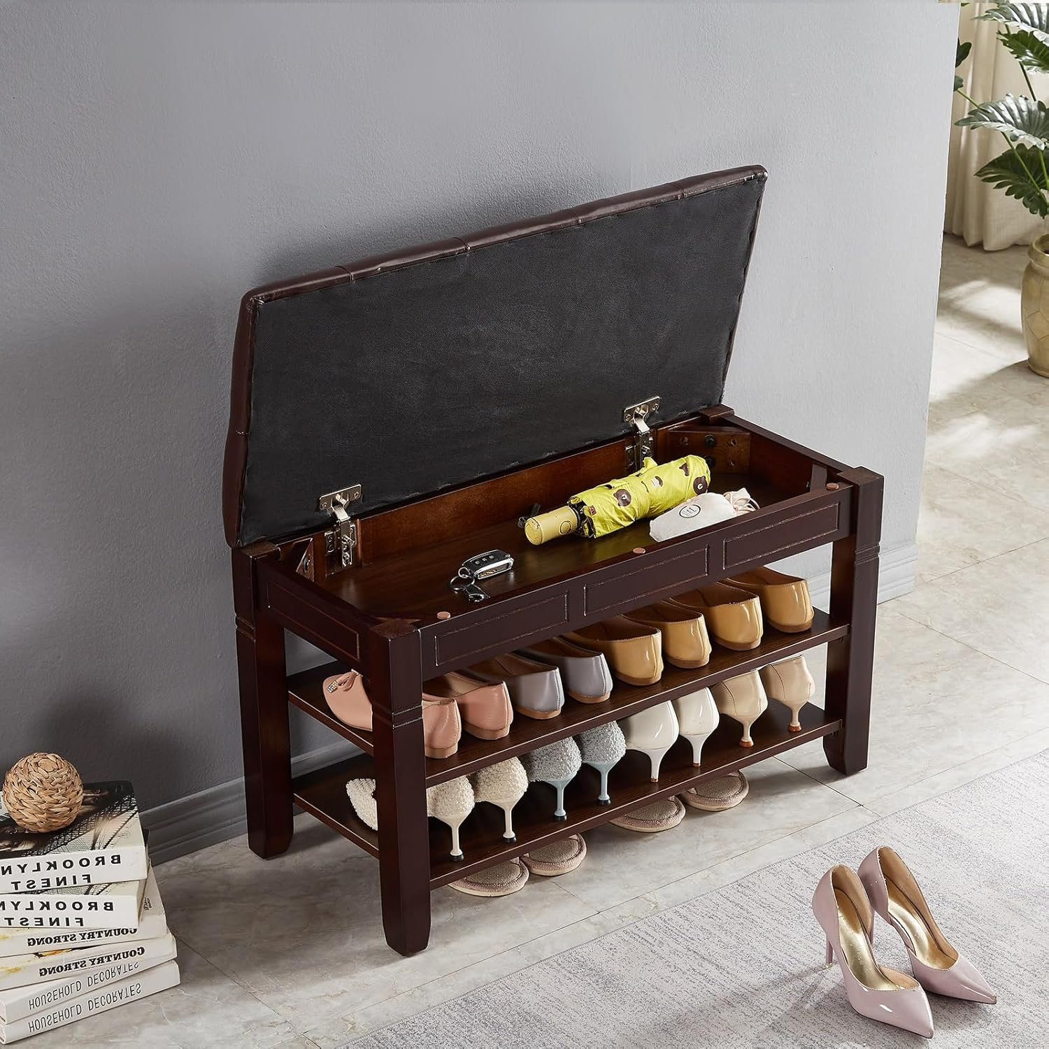 Canora Grey Shoe Storage Bench With Lift Top Organizer, Entryway Shoe ...