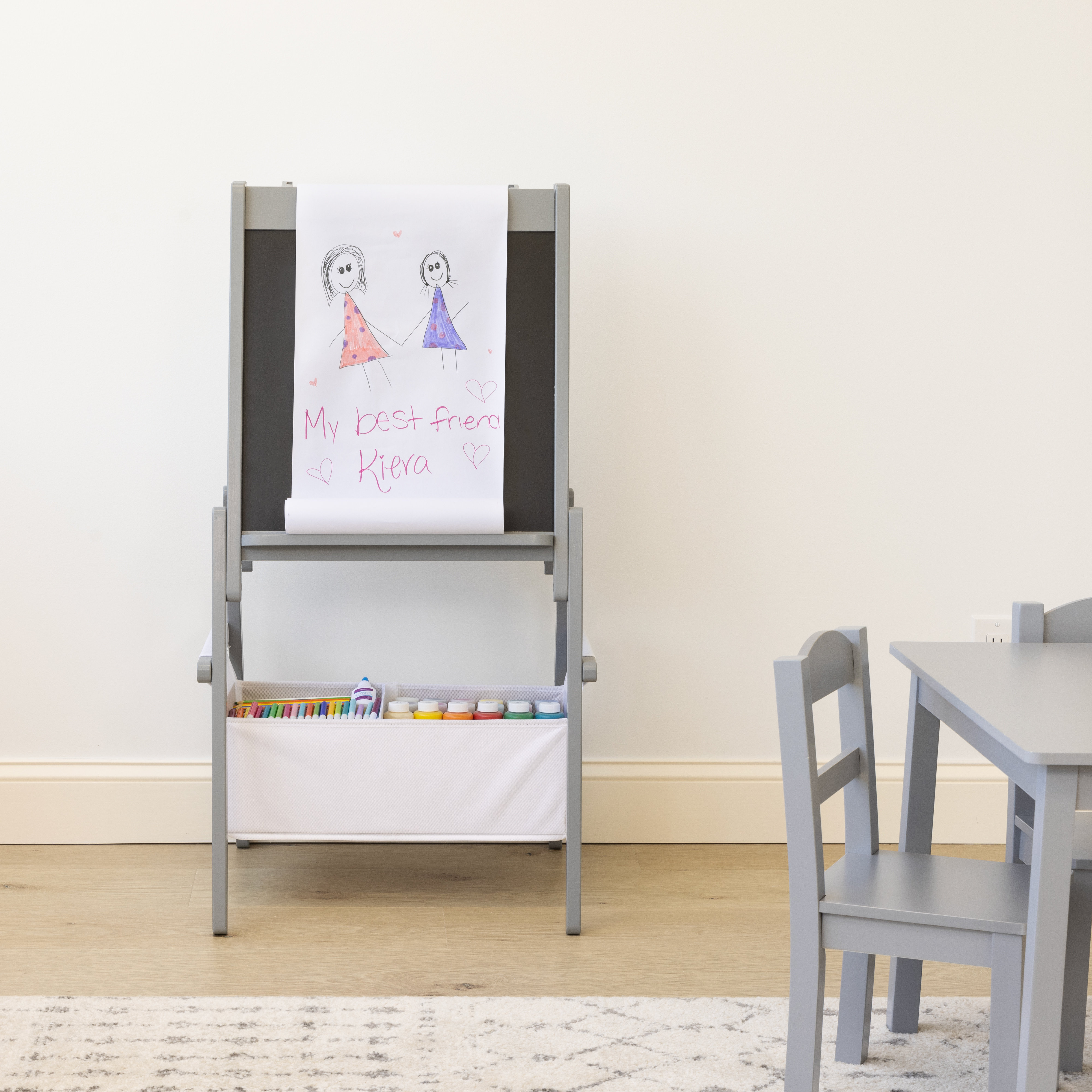 Humble Crew Inspire Kids Chalkboard And Dry Erase Easel With Storage ...