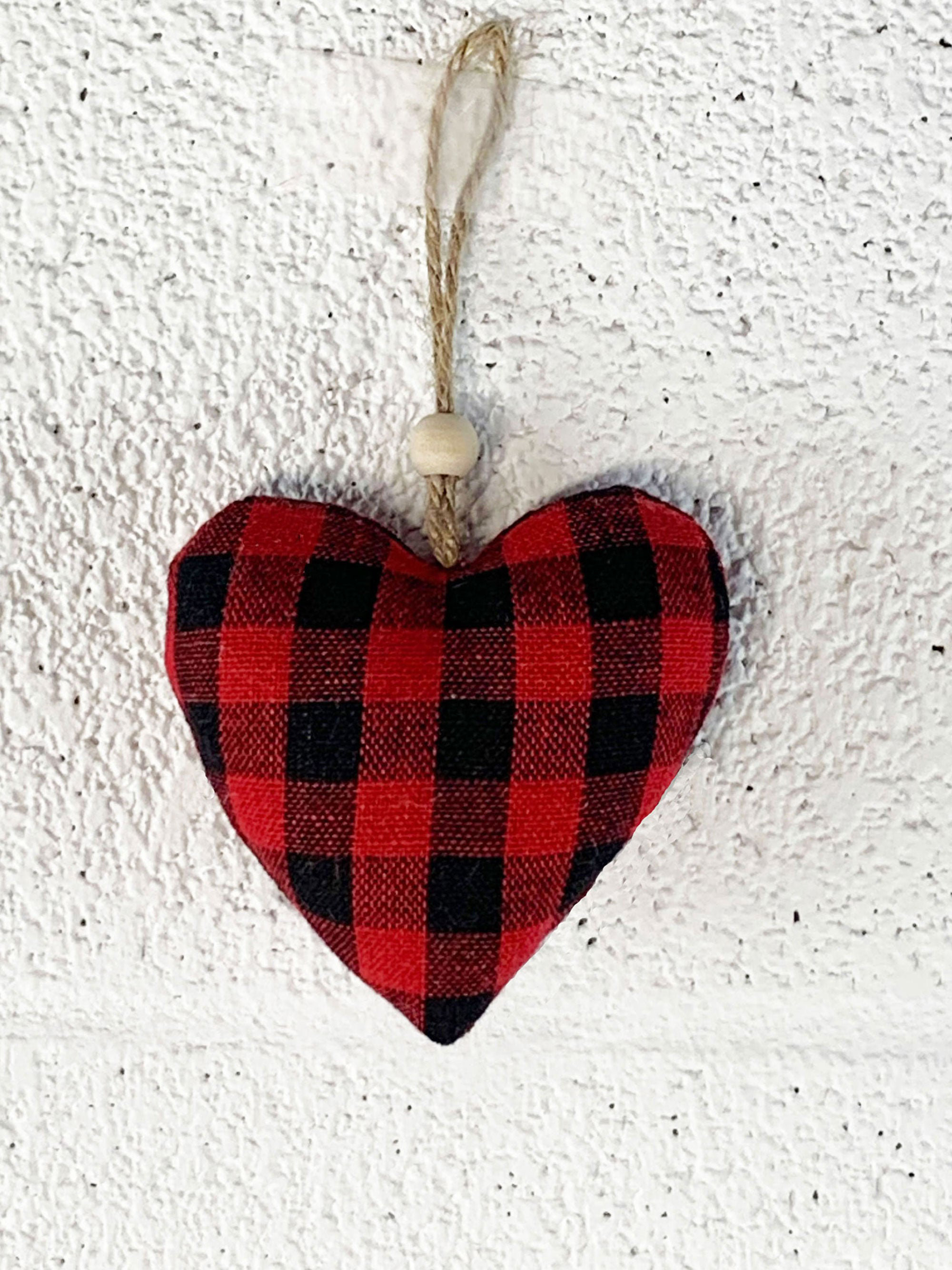 Ophelia & Co. Set Of 6 Red And Black Buffalo Check Heart Ornament | Wayfair