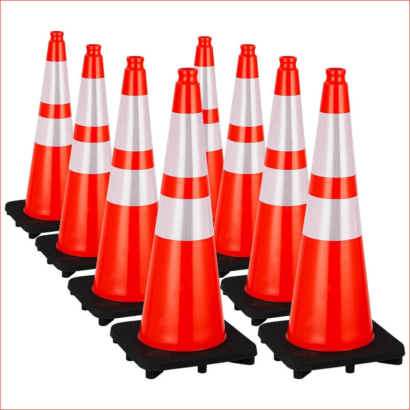 Dakota Fields 28" PVC Traffic Safety Cones, Fluorescent Orange Road ...