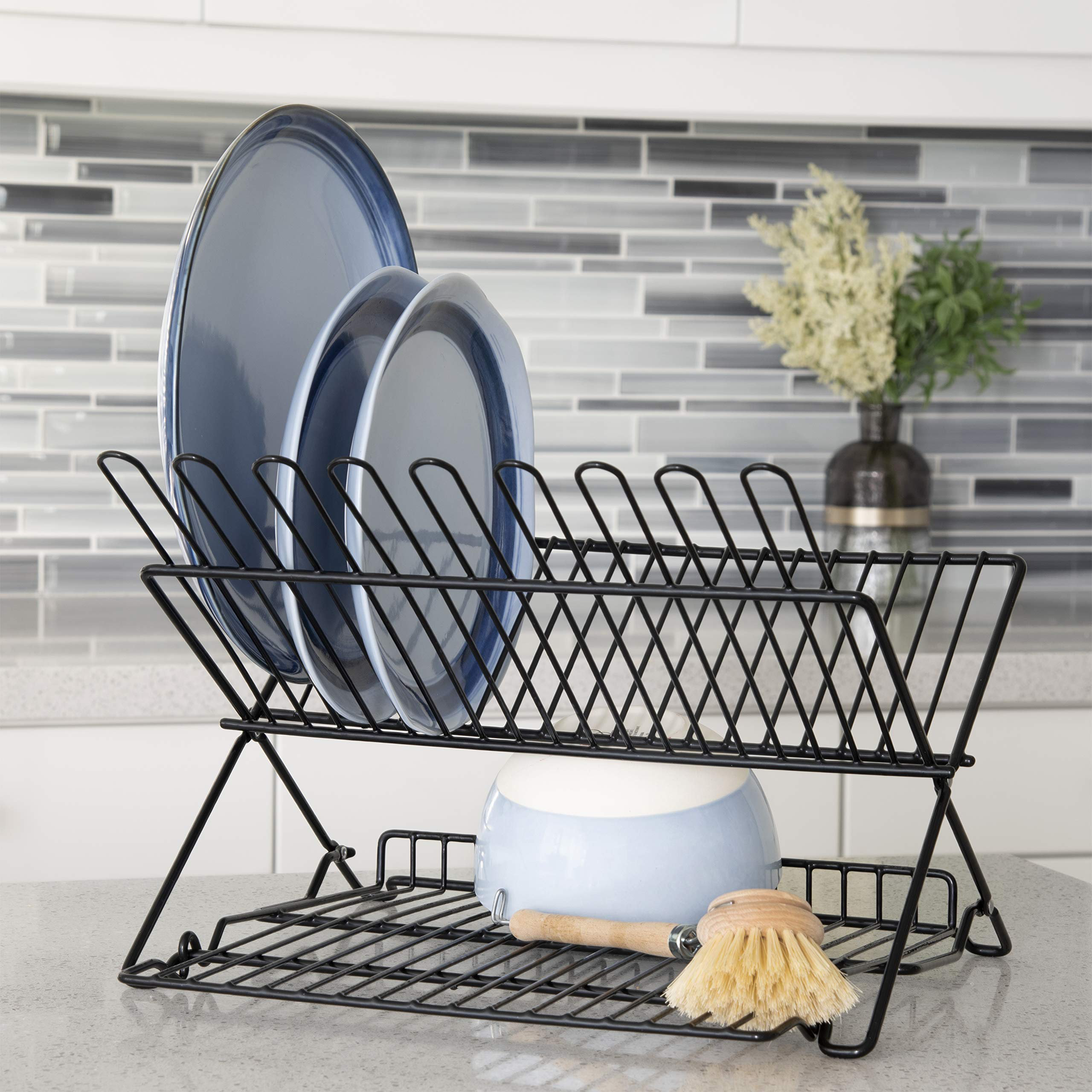 HUDSON & ASHTON LLC Folding Dish Drying Rack, Space Saving Countertop ...