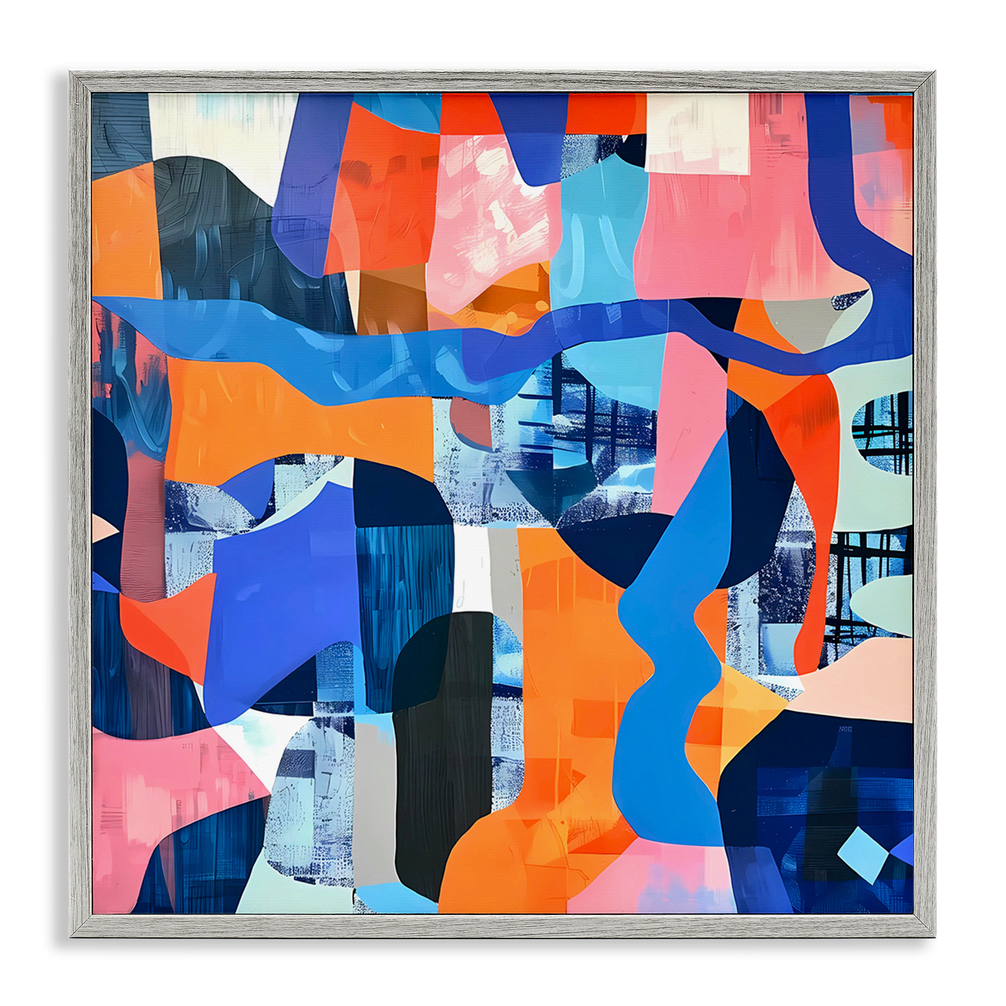 Ebern Designs Wavy Woven Shapes Collage Framed Giclee Art by Walker ...