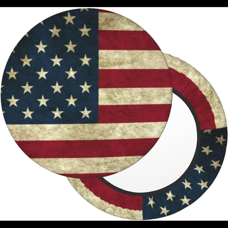 Williston Forge Vintage American Flag Bar Stool Slipcover Round, Soft ...