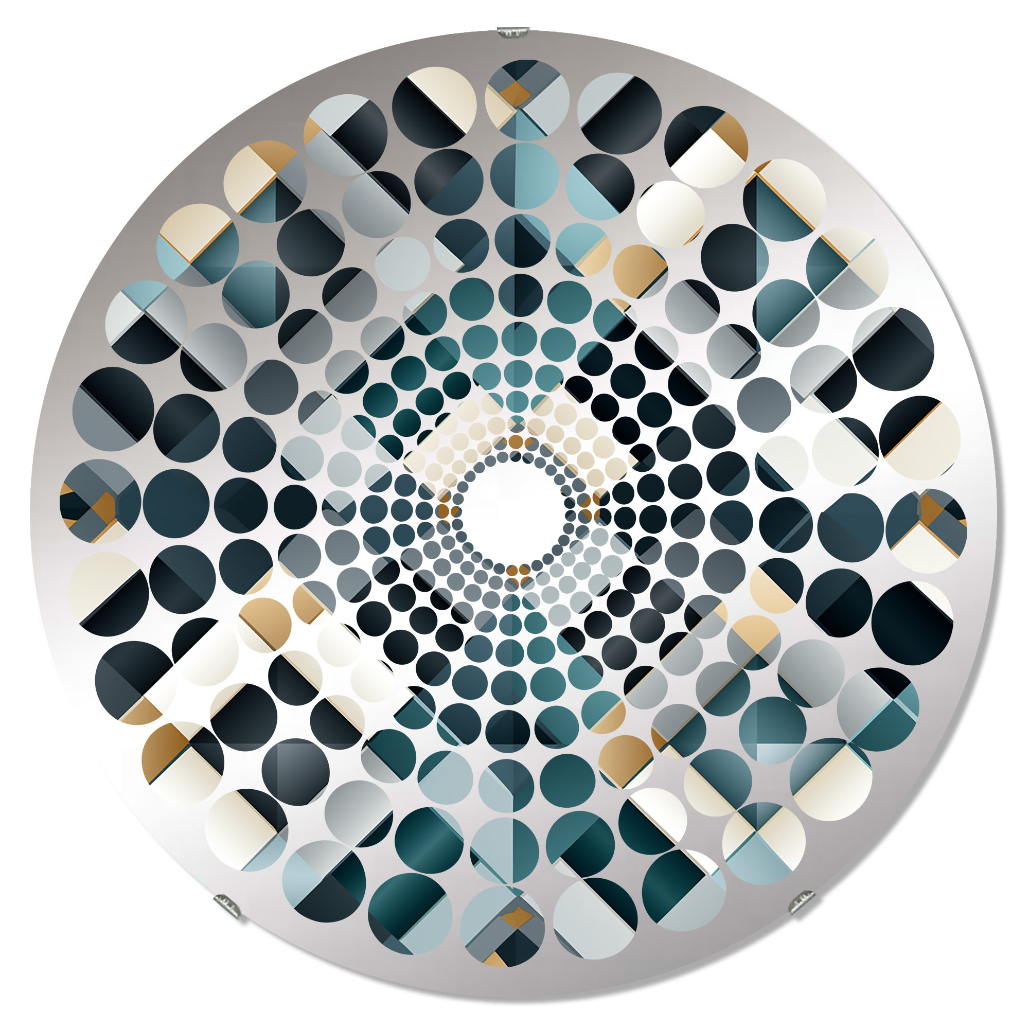 Design Art Grey And Teal Matrix Grid - Radial Dot Decorative Mirror ...