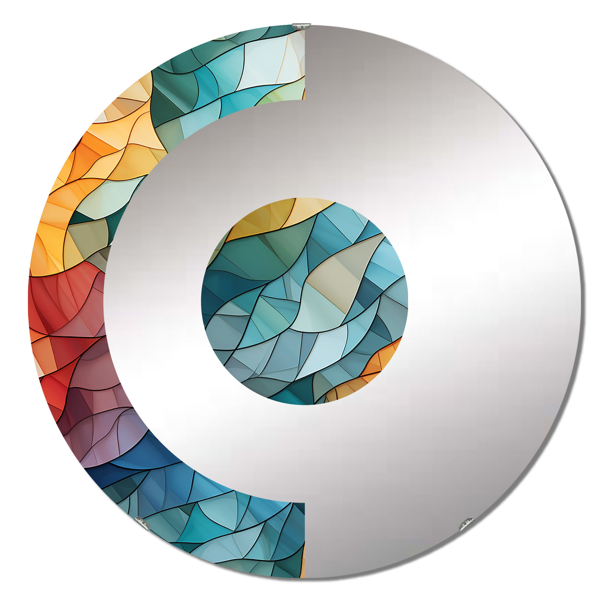 Design Art Multicolor Glass Mosaic - Half Circle Wall Mirror | Wayfair