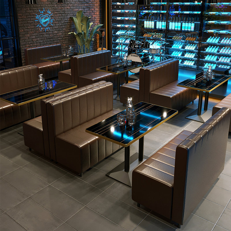 Visual card holder Modern Simple Restaurant Cafe Benches Faux Leather ...