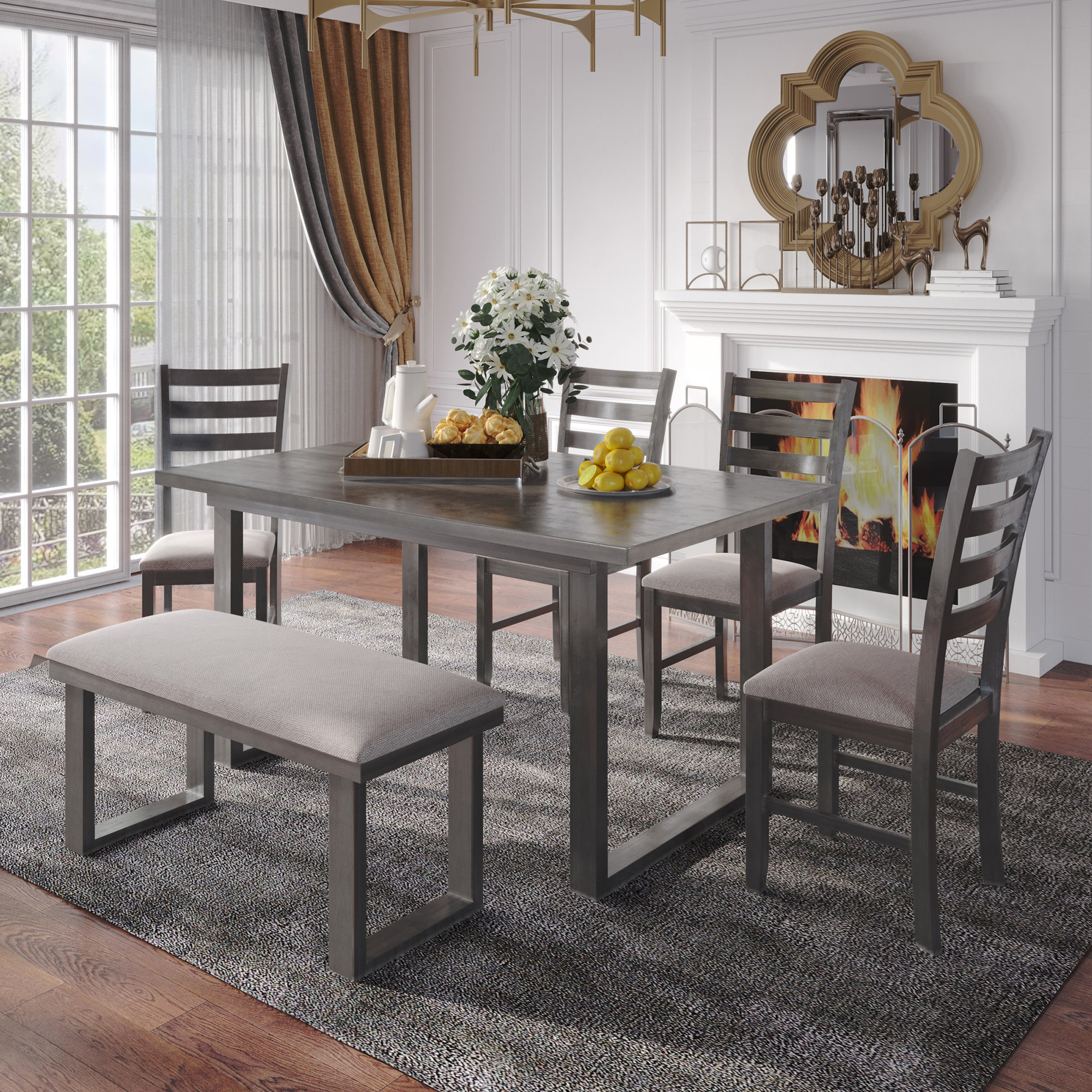 Red Barrel Studio® 6 - Piece Double Pedestal Dining Set & Reviews | Wayfair
