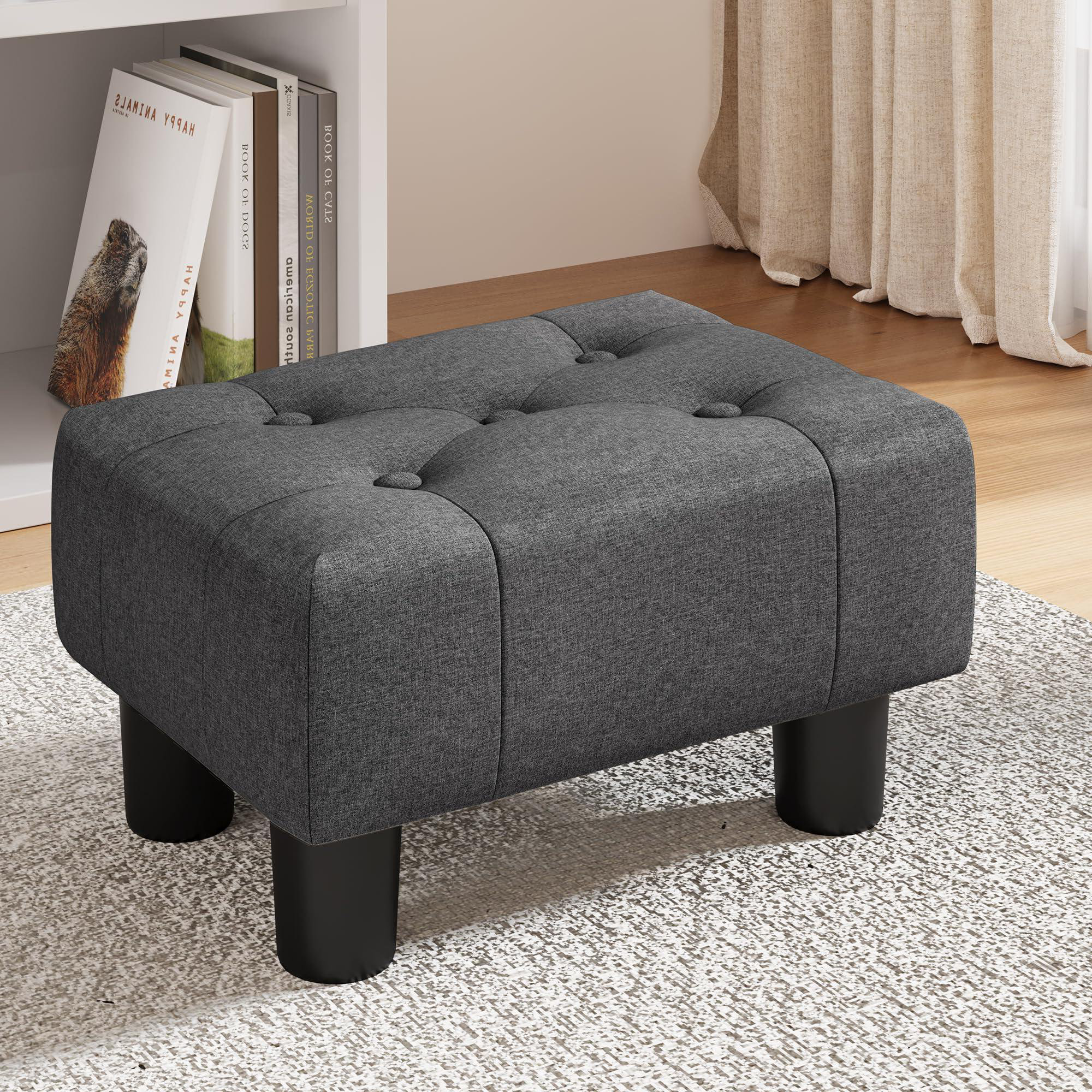 Ebern Designs Small Tufted Foot Stool, Fabric Foot Stools Ottoman With ...