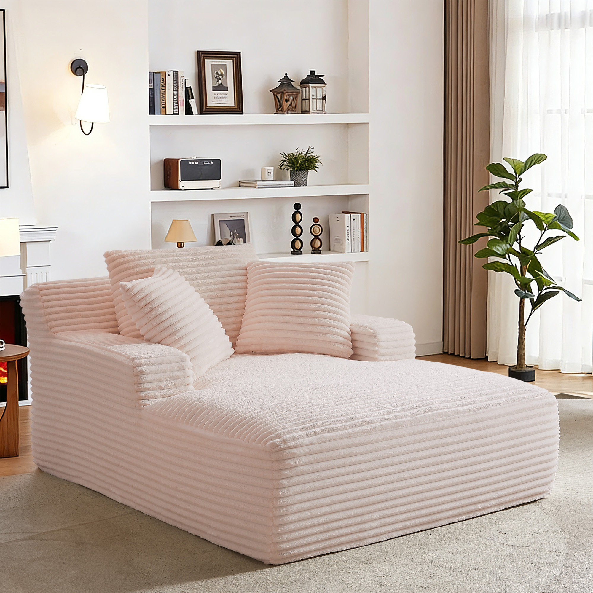 Mercer41 50 Inch Chaise Lounge Chair Indoor, Oversized Corduroy ...