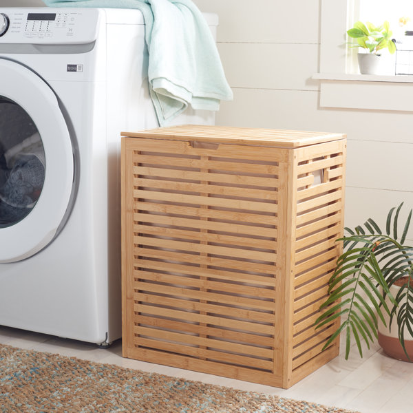 Ebern Designs Wood Laundry Hamper with Lid | Wayfair