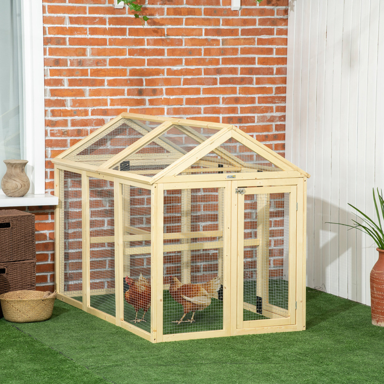 Ophelia & Co. Pawhut Chicken Run, Wooden Large Chicken Coop, Combinable ...
