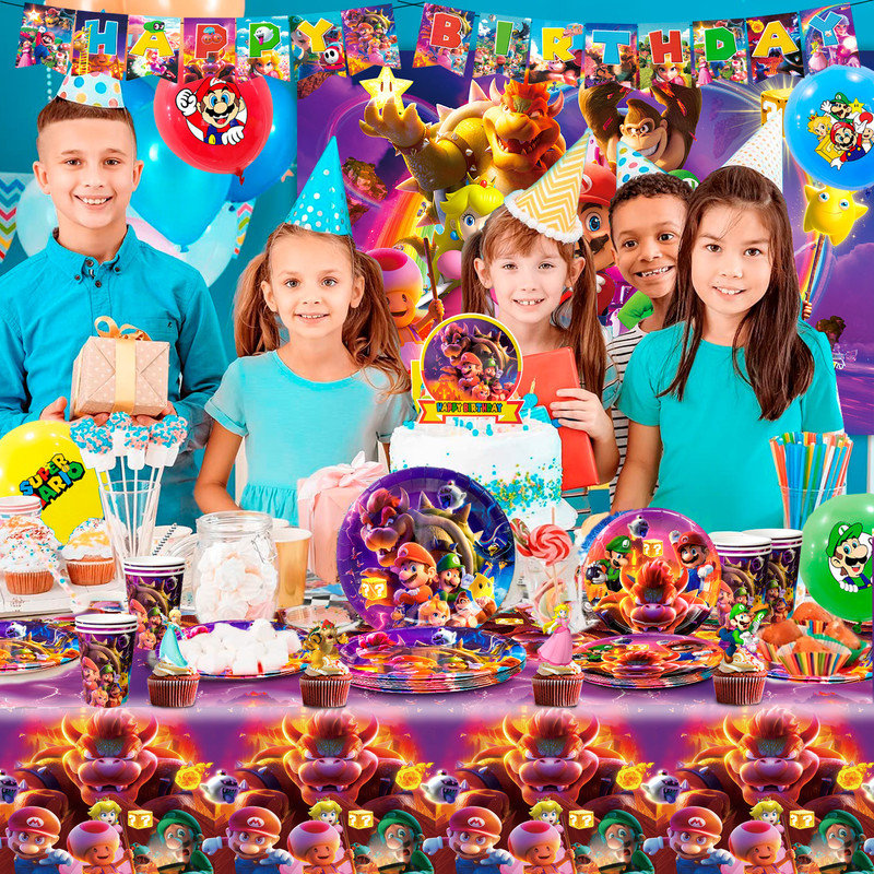 Metro Lane Super Mario Party Supplies, 82pcs Mario Birthday Decorations ...