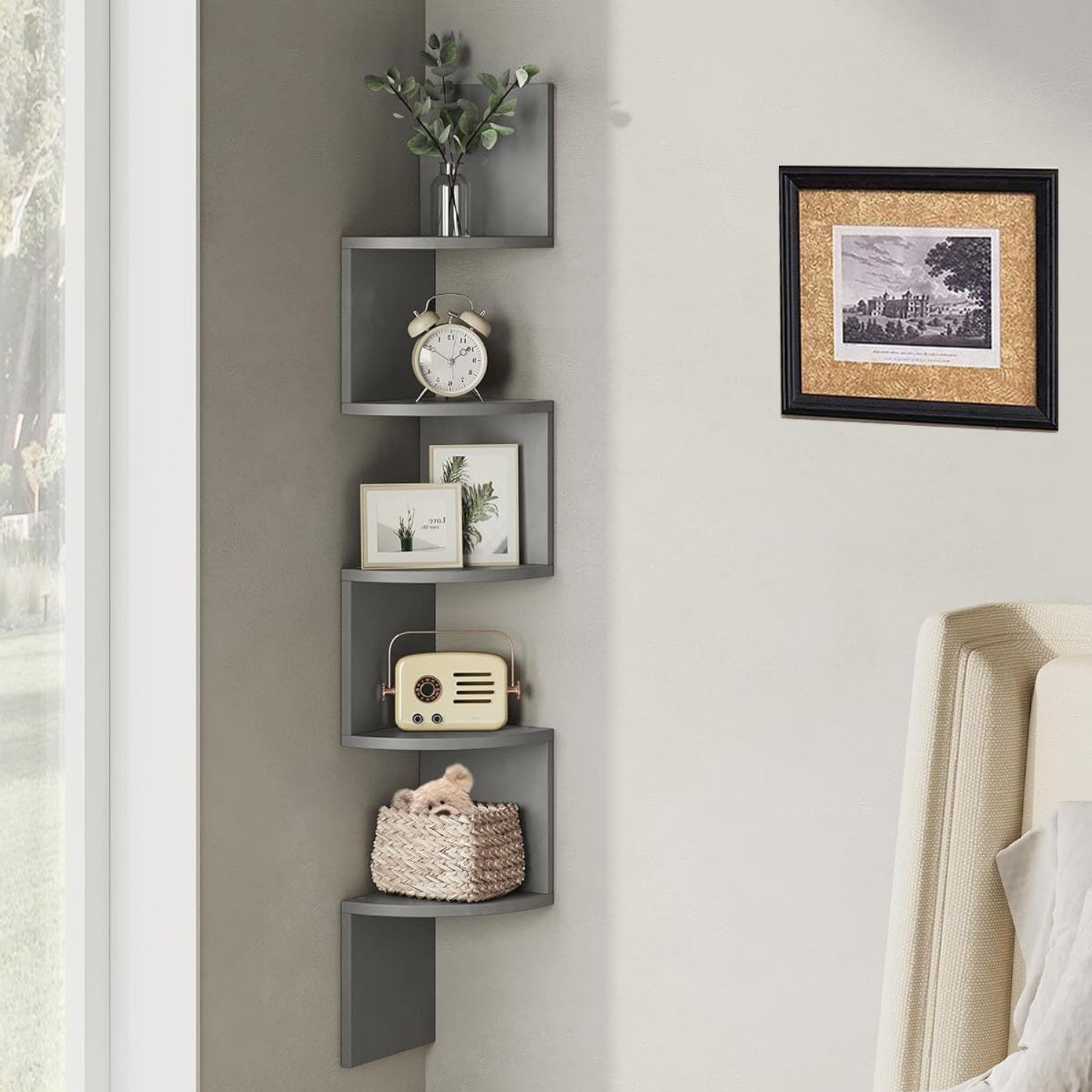 NIHAISHI 5-Tier Floating Corner Bookshelf | Wayfair