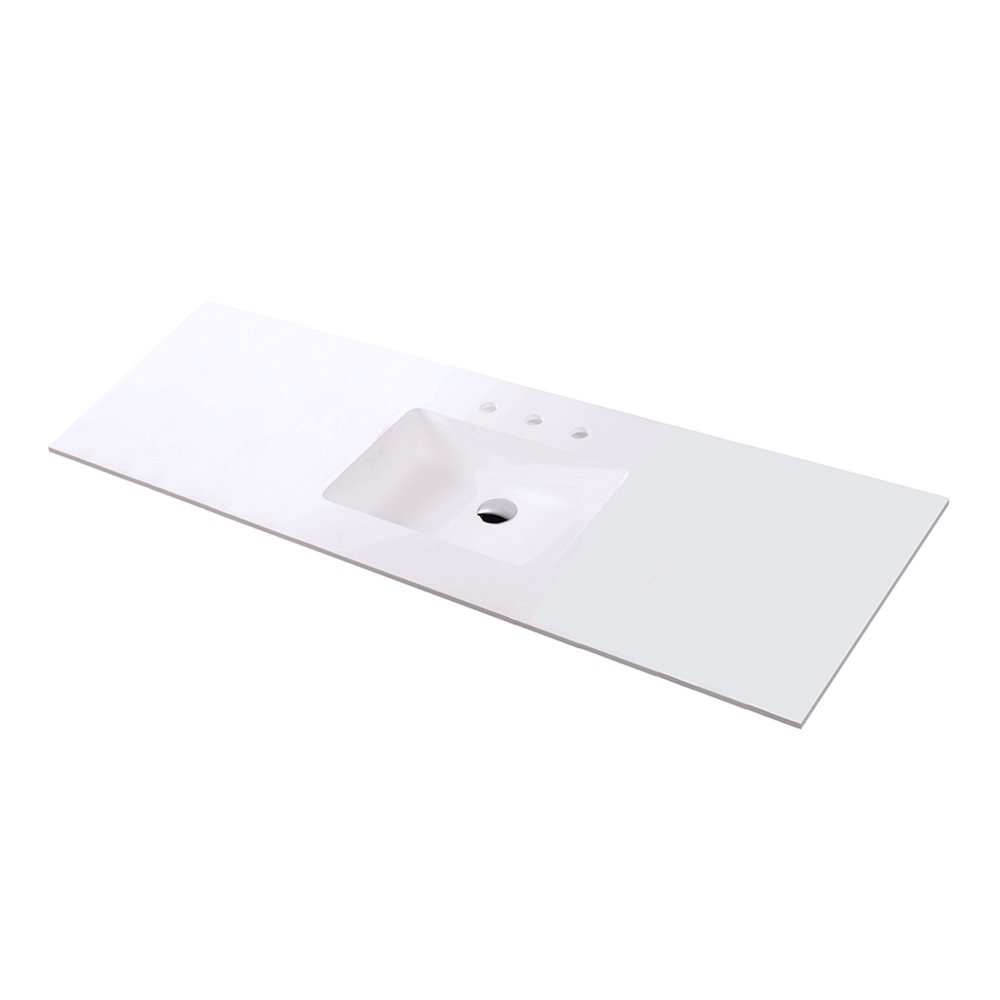 LACAVA Kubitop Solid Surface Rectangular Semi-Recessed Vessel Bathroom ...