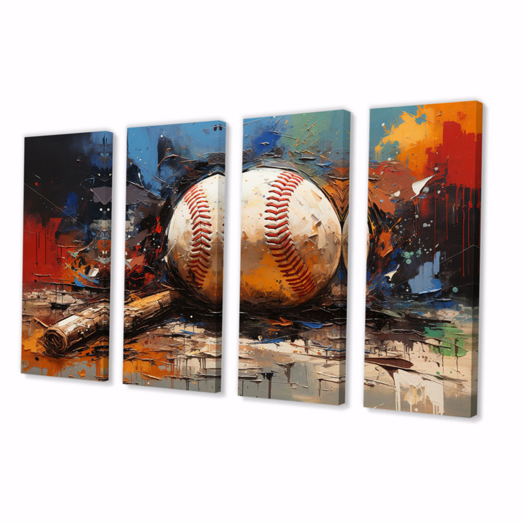 DesignArt Baseball Collage II On Canvas 4 Pieces Print - Wayfair Canada
