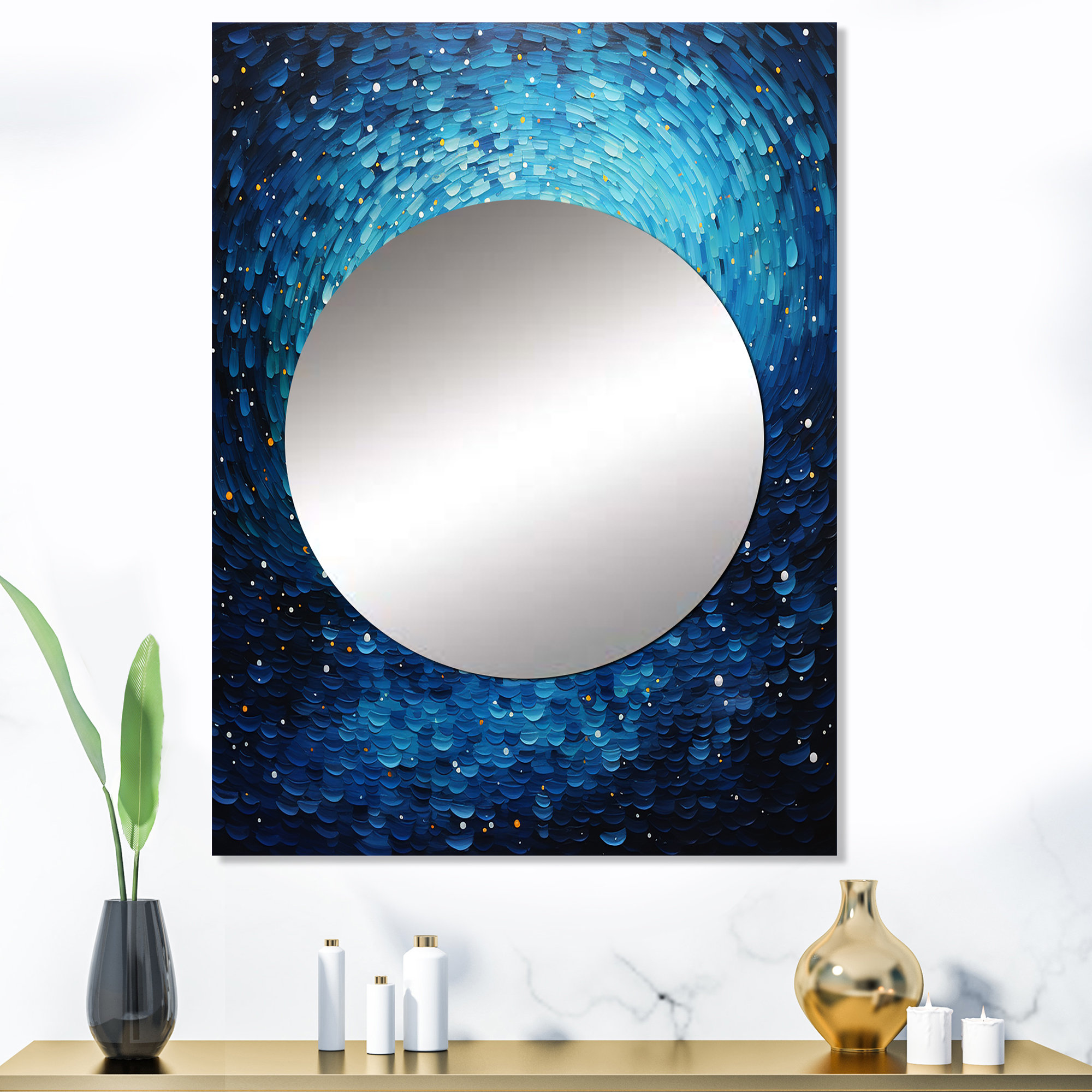 East Urban Home Pointillism River Majestic Cascade - Abstract Mirror ...