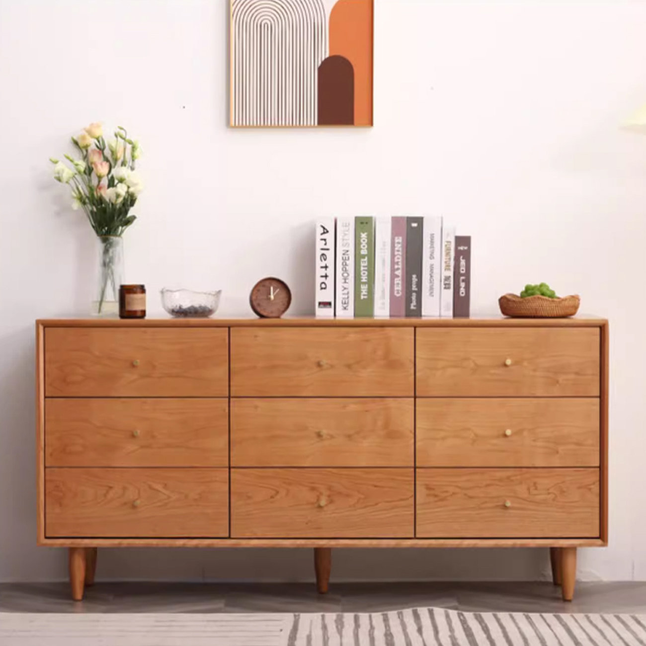 HOBULT All Solid Wood Door Cabinet Scandinavian Simple Wooden Storage ...