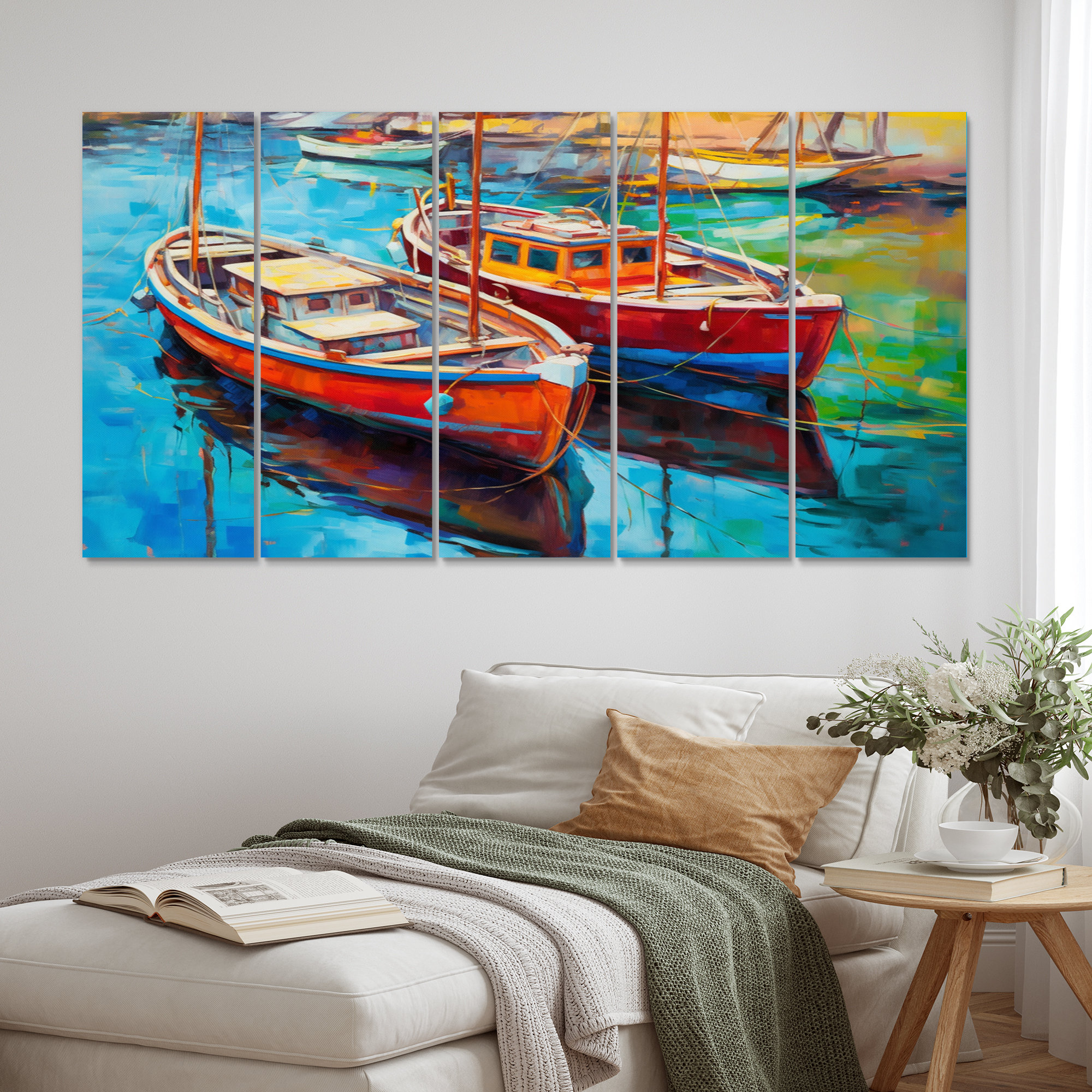 Breakwater Bay Two Boats In The Harbor - Boat Metal Art Print Set ...