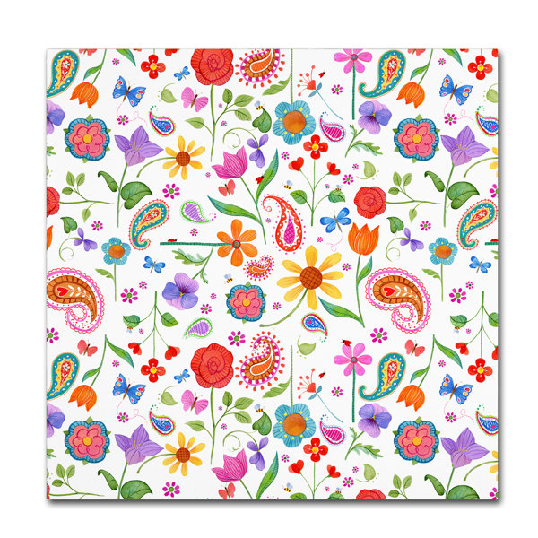 Trademark Art Fiona Stokes-Gilbert " Petals & Paisley " by Fiona Stokes ...