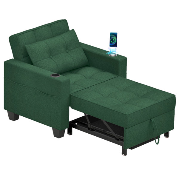 Latitude Run® 38" Wide Convertible Chair 3-In-1 Pull Out Sleeper Futon ...