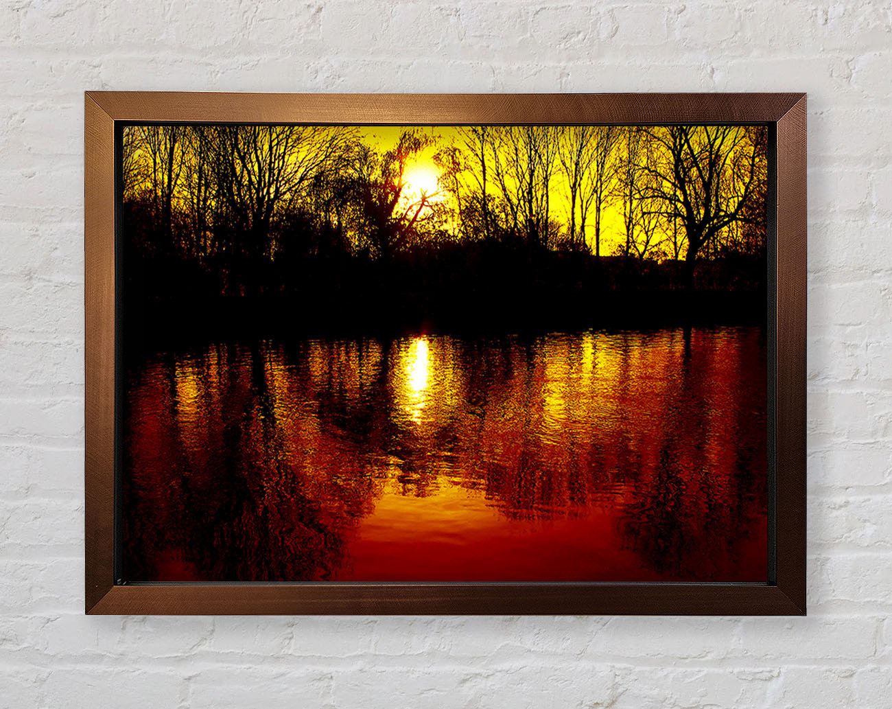 Highland Dunes Ochre Lake Reflections At Sunset Framed Print | Wayfair ...