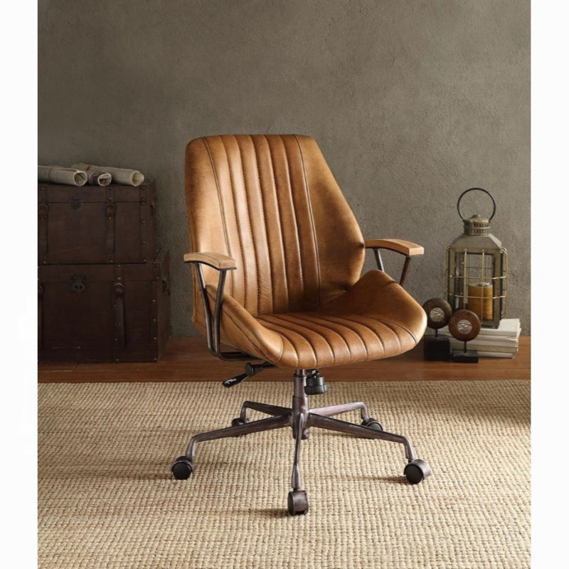 F&L Homes Studio Hamilton Genuine Leather Office Chair | Wayfair