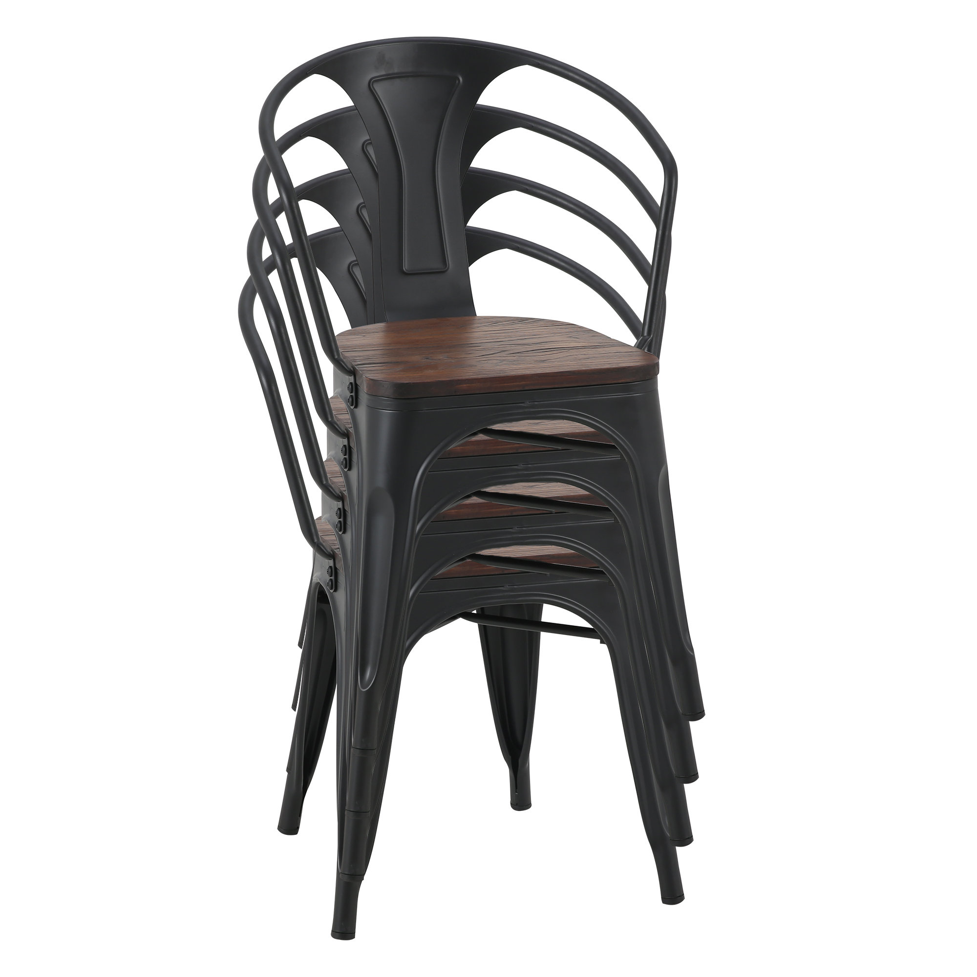 Williston Forge Ayers Industrial Style Metal Slat Back Dining Chairs ...