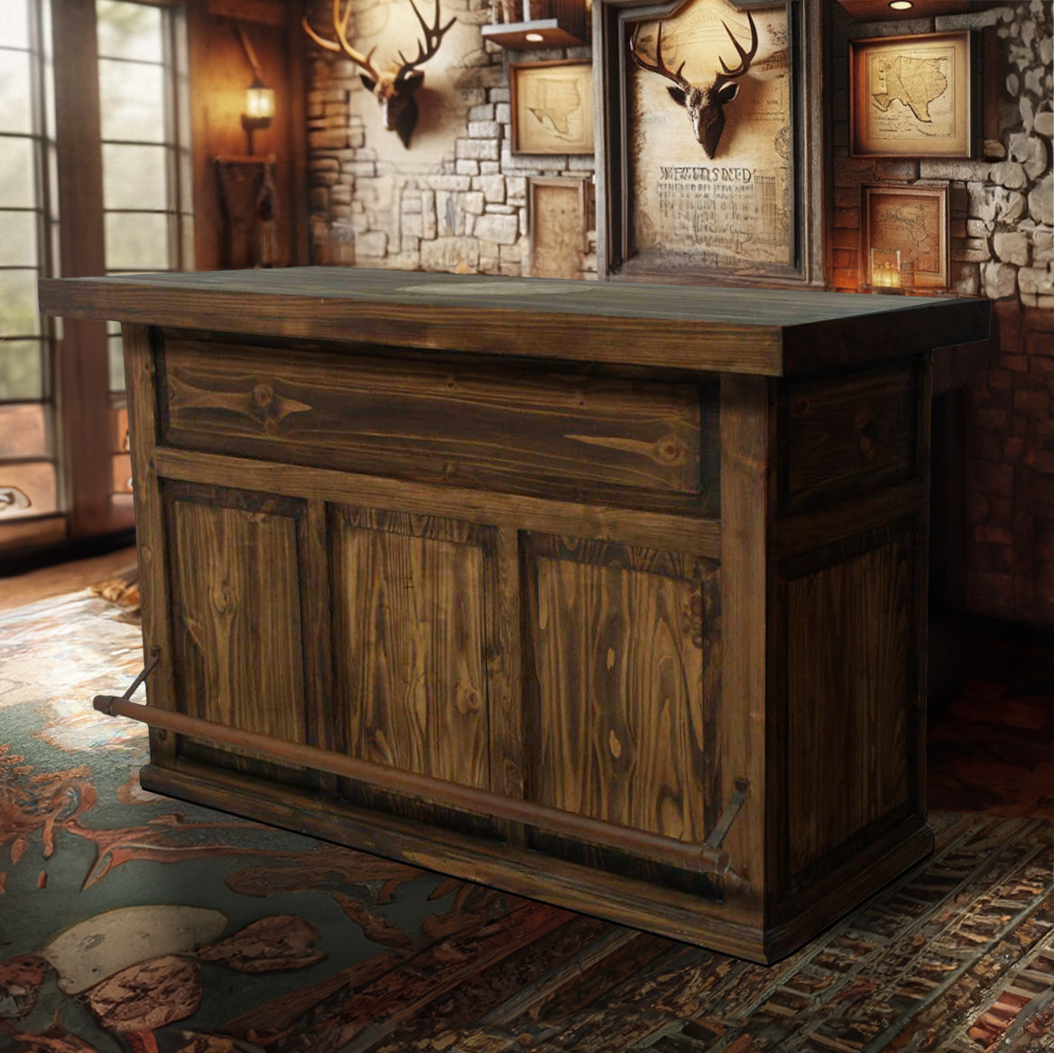 Millwood Pines Solid Wood Bar with Stone Star - Wayfair Canada