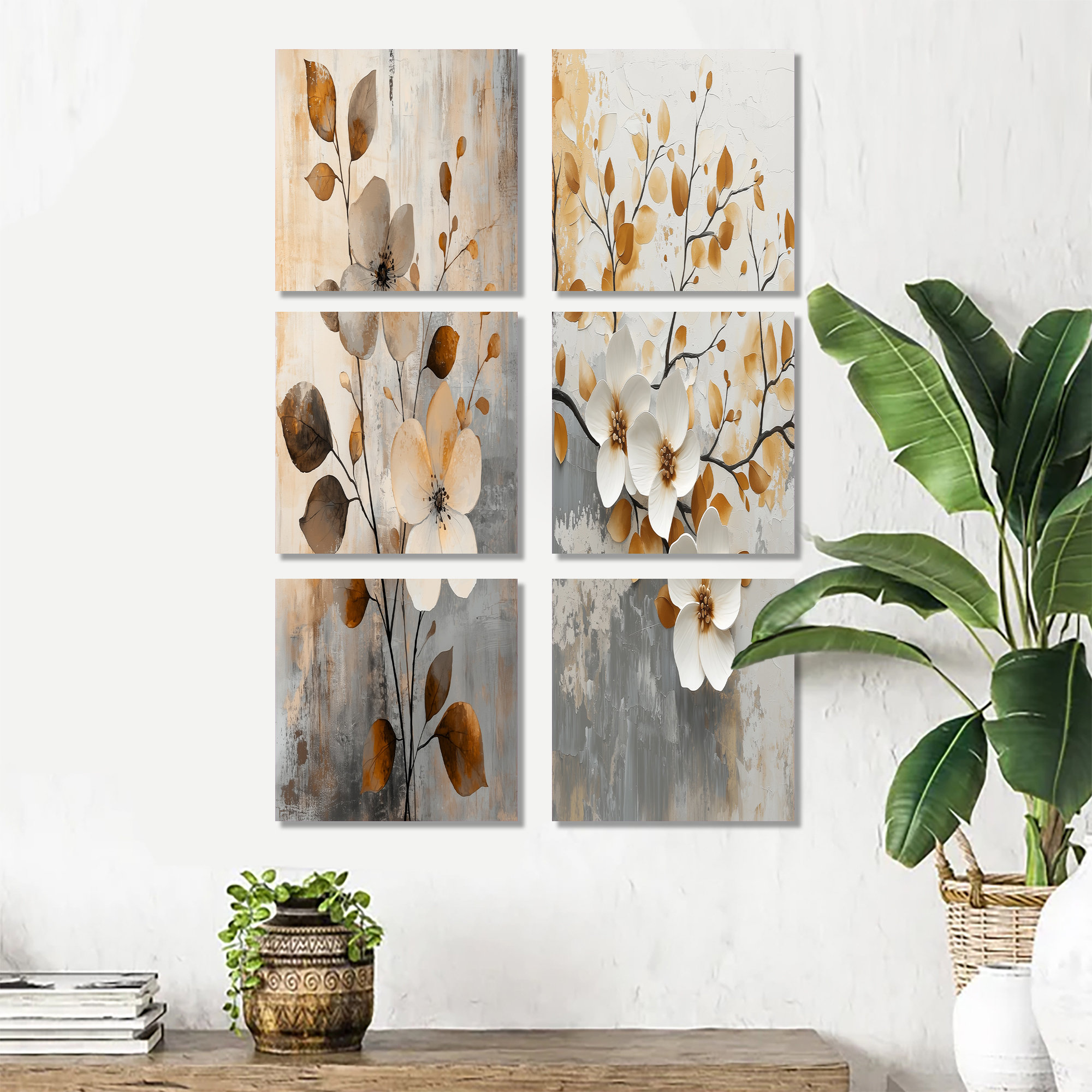 Dakota Fields Orange Grey Cherry Blossom Botanical Florals - Cherry ...