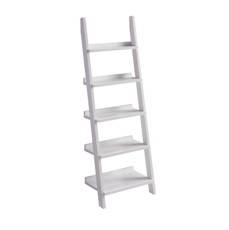 Ebern Designs White Ladder Bookcase: Five Multi-Depth Shelves with Back ...