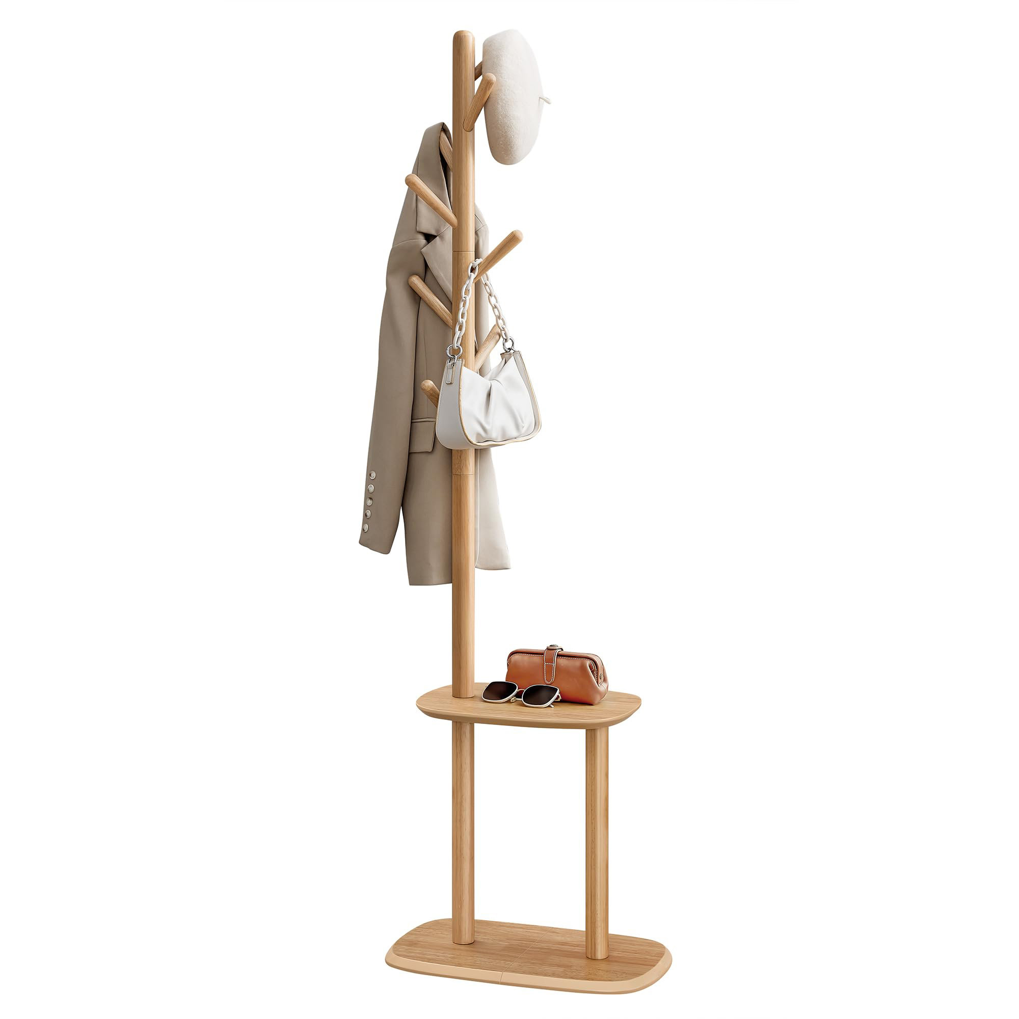 Latitude Run® Free Standing 67.2" Coat Rack - Hall Coat Tree with 8 ...