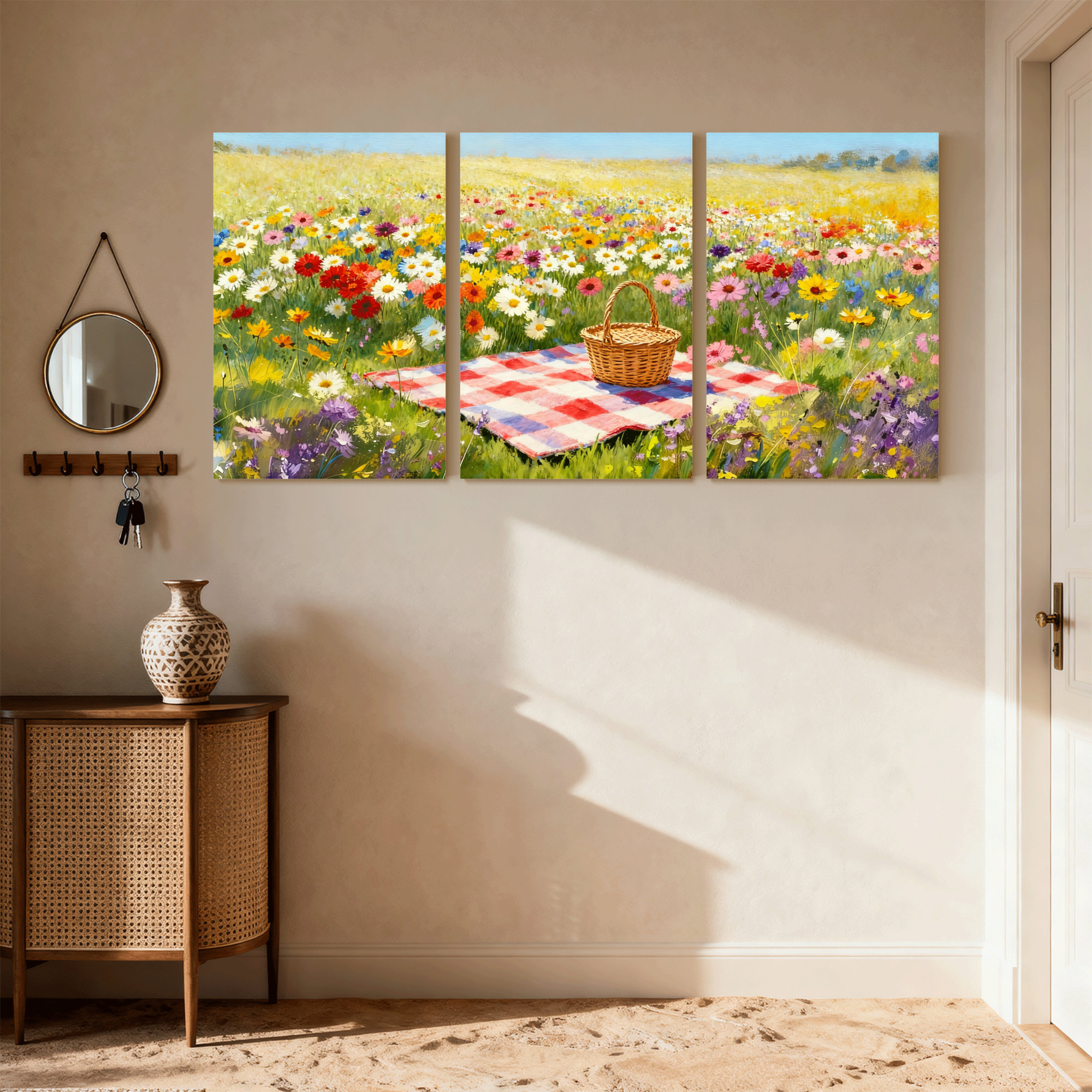 August Grove Assorted Bouquets Flower Field Picnic Basket Canvas Print ...