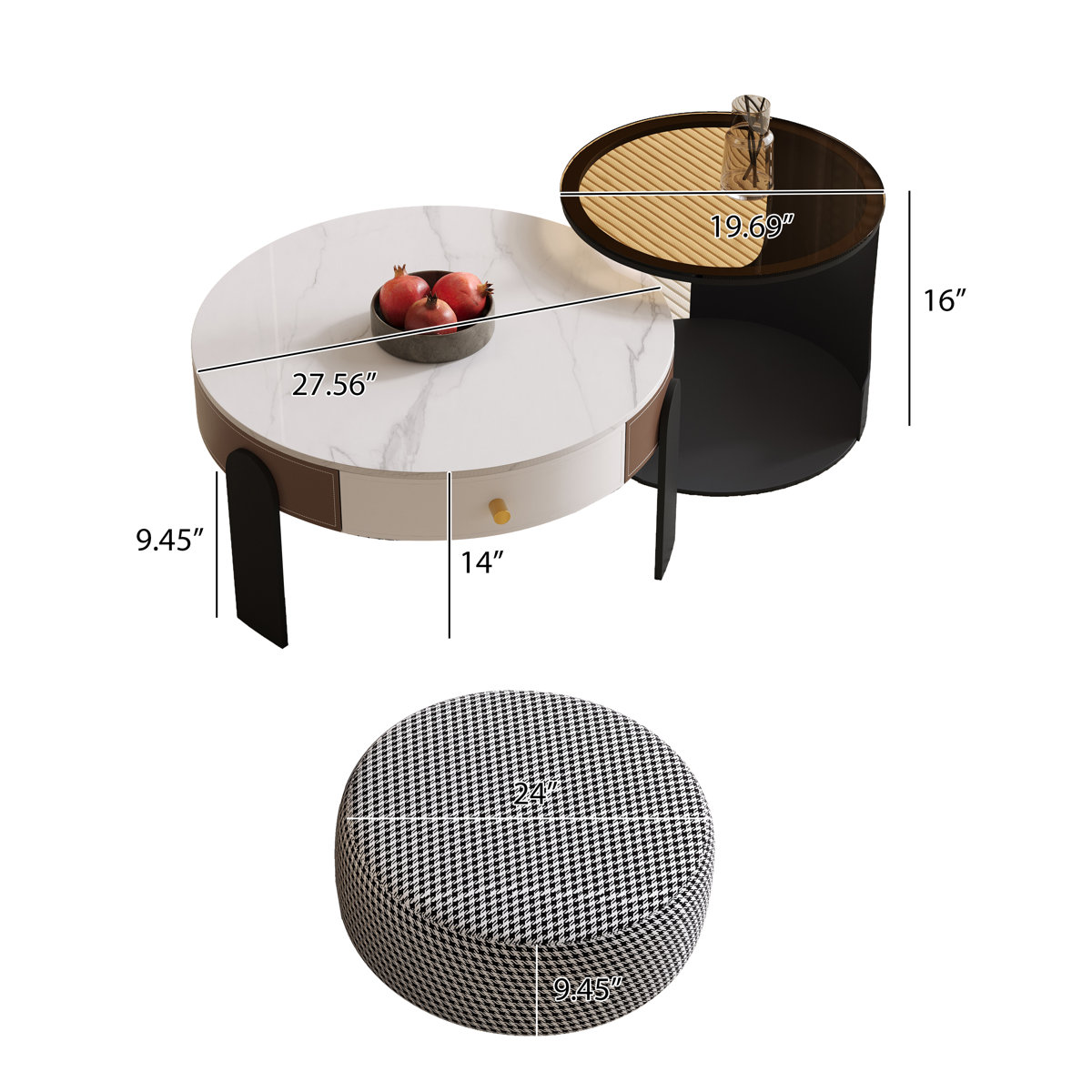 Ivy Bronx 2 - Piece Round Living Room Table Set Modern Nesting Coffee ...